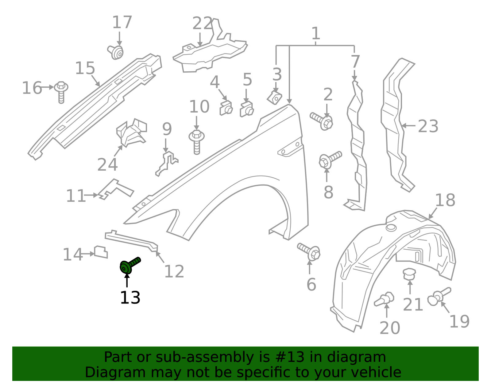 Genuine OEM Ford Part - Quarter Panel Assembly Lower Bolt W505423-S442 ...