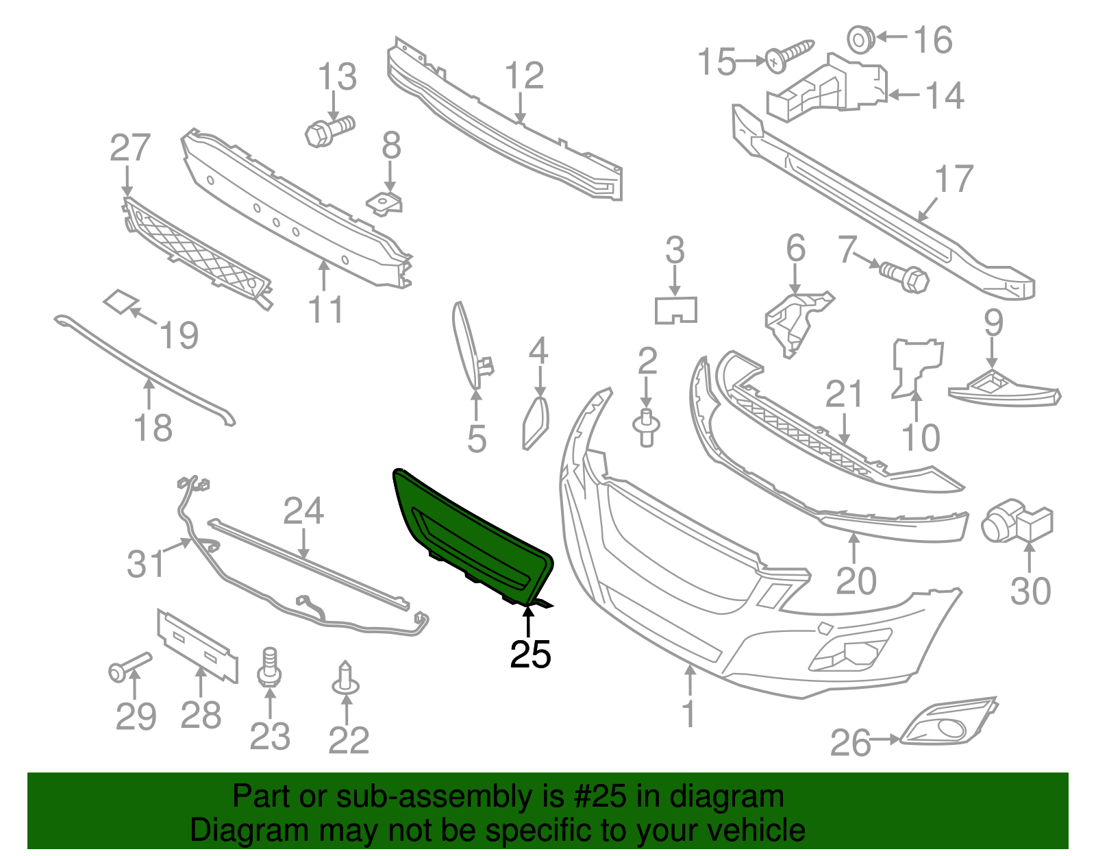 2010-2013 Volvo XC60 Bumper Bar - Front Bumper 30764992 | TascaParts.com