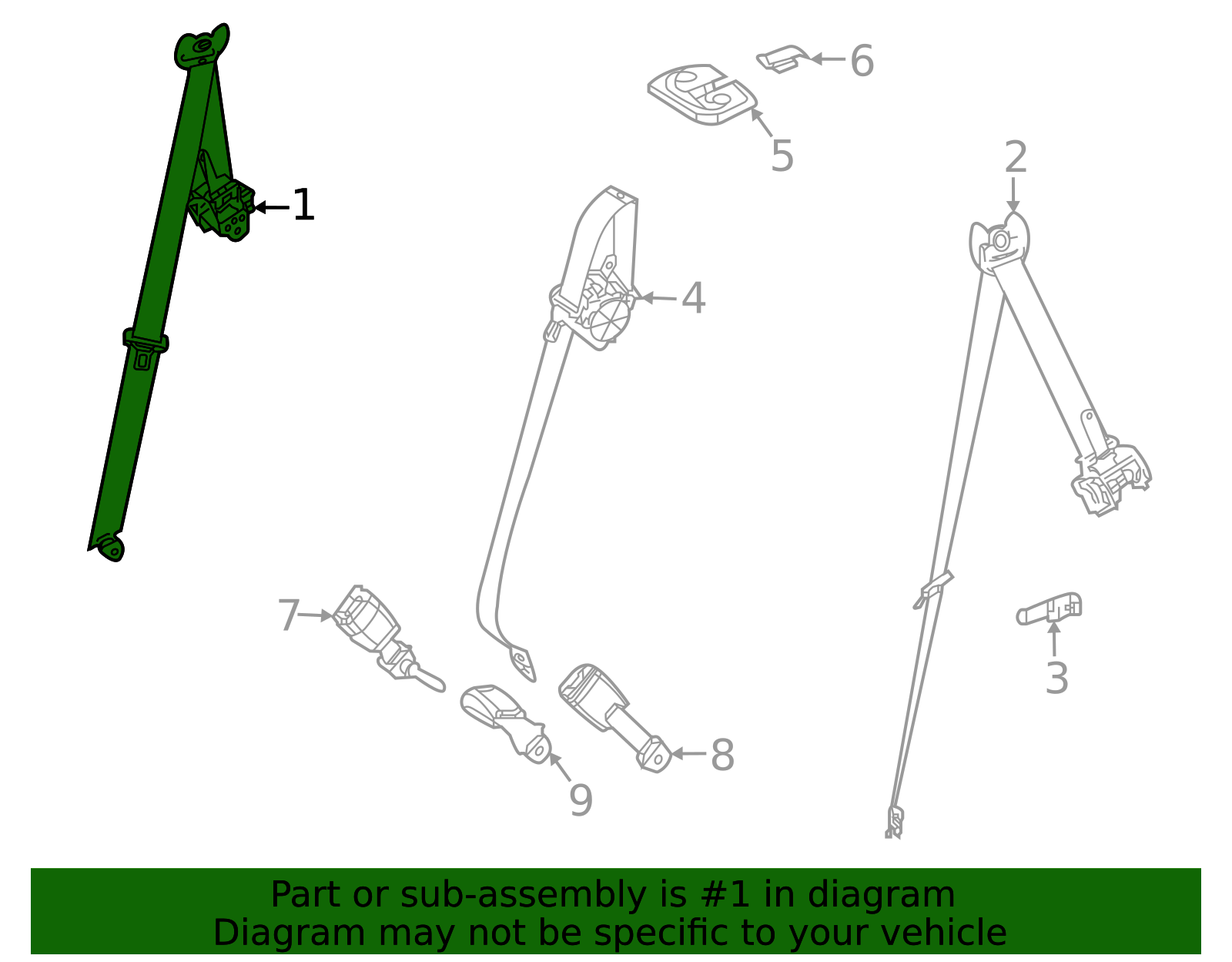 2024-2025 Toyota Grand Highlander Lap & Shoulder Belt 73360-0E210-C0 ...