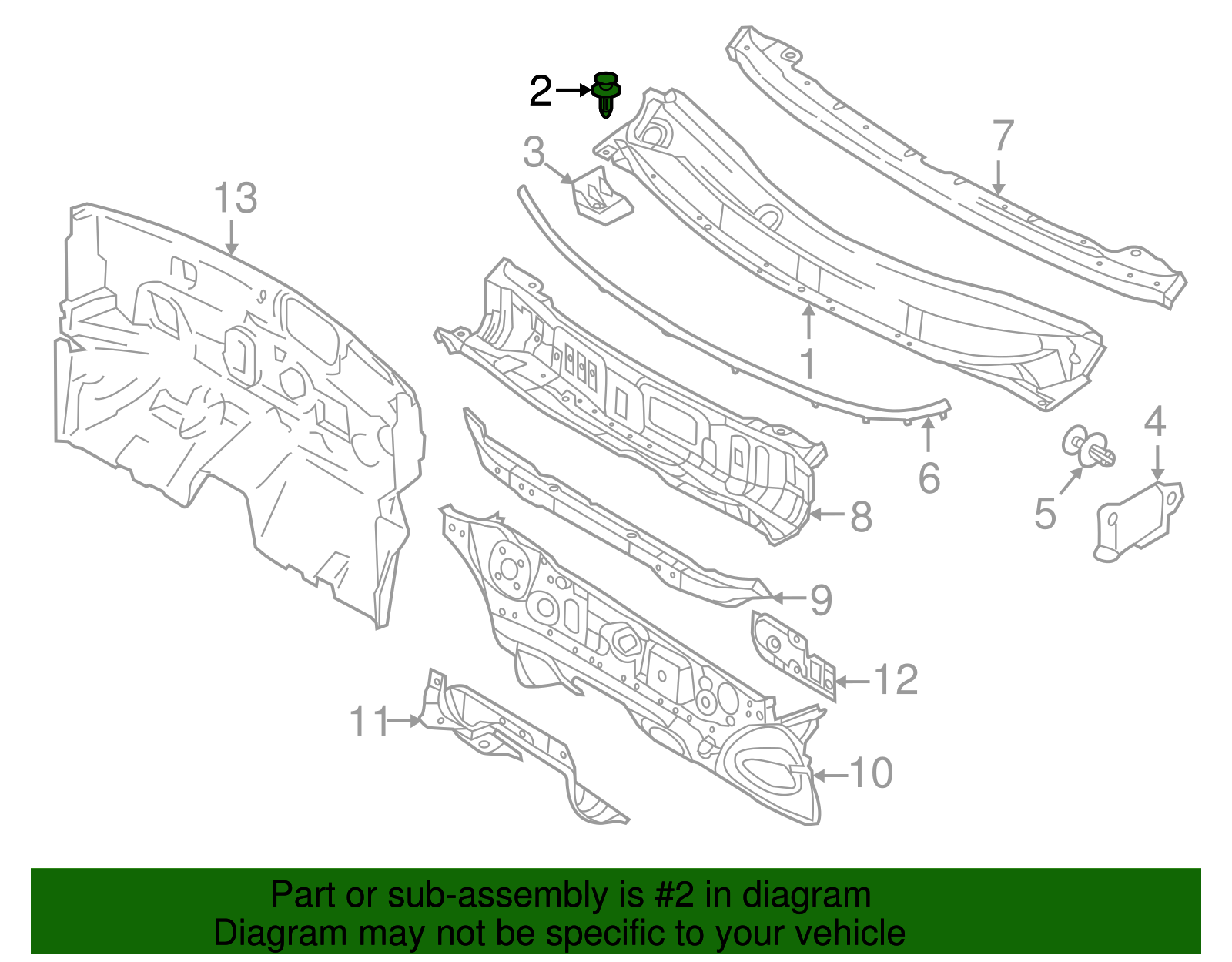 66820-2DV0A - Cowl Grille Clip - 2012-2025 Nissan | Nissan OEM Parts Direct
