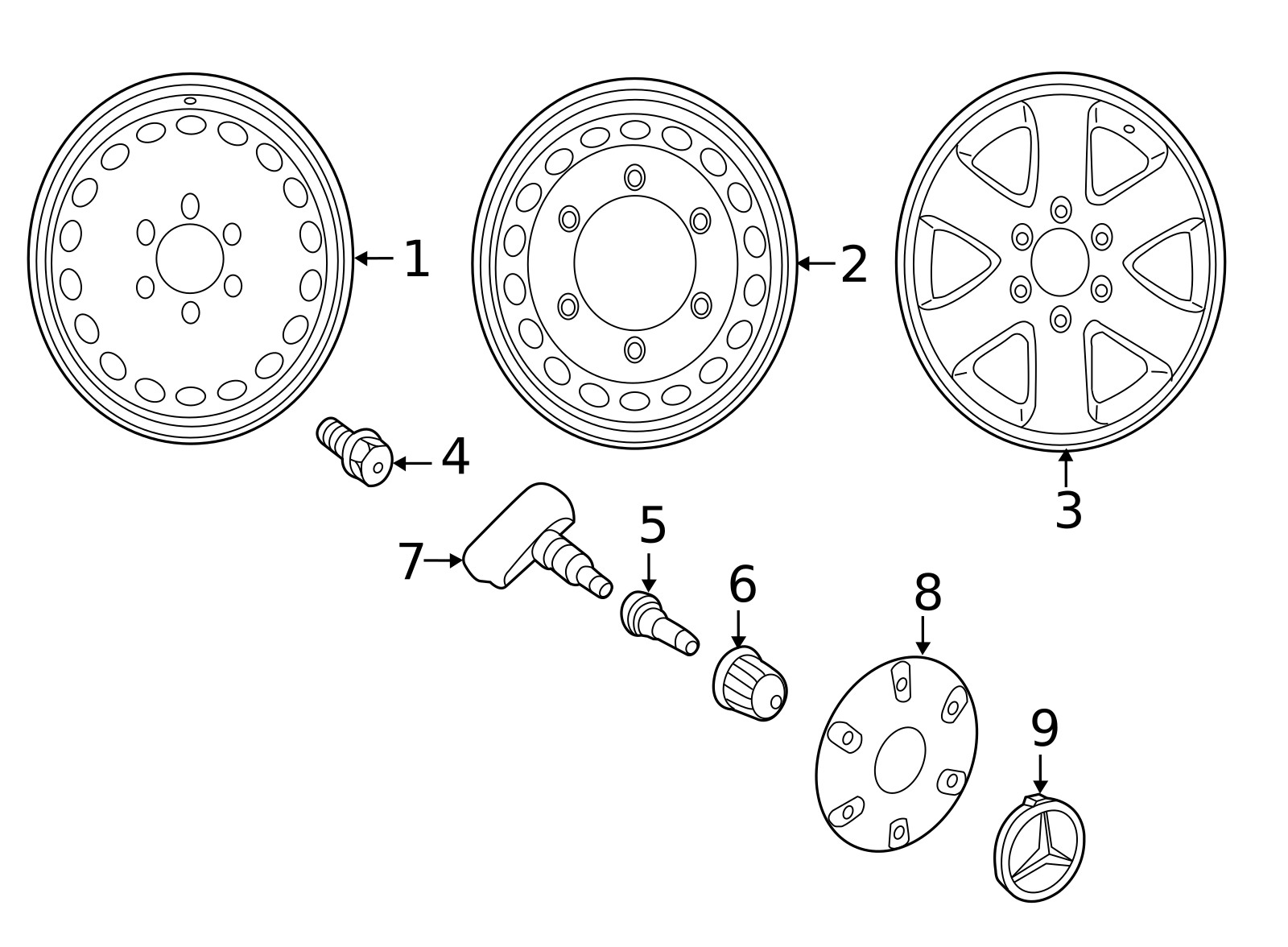 2005-2019 Mercedes-Benz | Wheel Hub Insert - Silver Cap Silver Logo | 6 ...