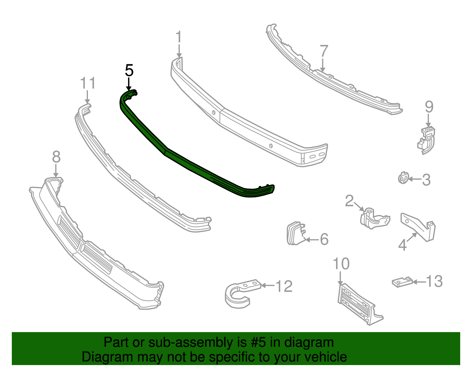1988-1999 GM Front Bumper Rub Strip 15574114 GM | GMPartsDirect.com