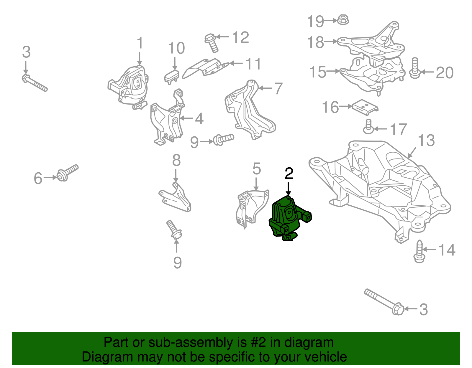 4G0-199-381-QE - Motor Mount 2016-2018 Audi | Audi OEM Parts Guy