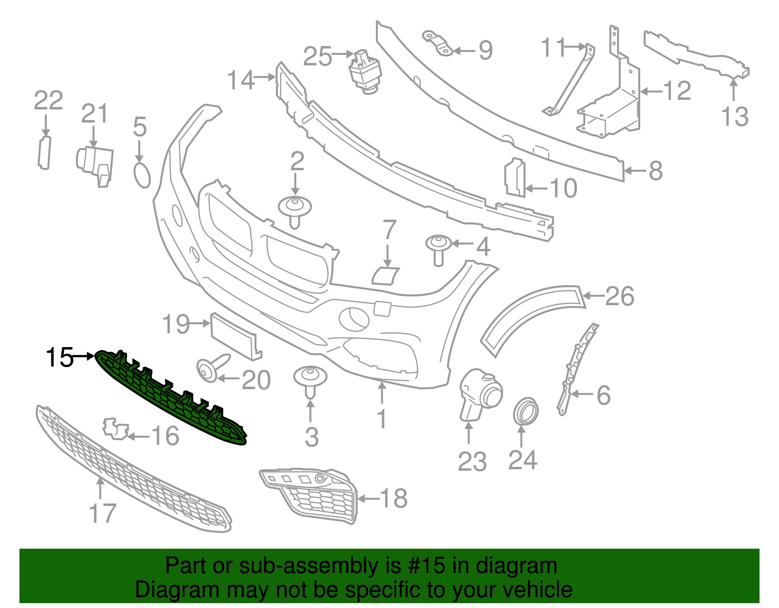 51118056258 - 2015-2019 BMW Center Grille (51-11-8-056-258) | BMW of ...