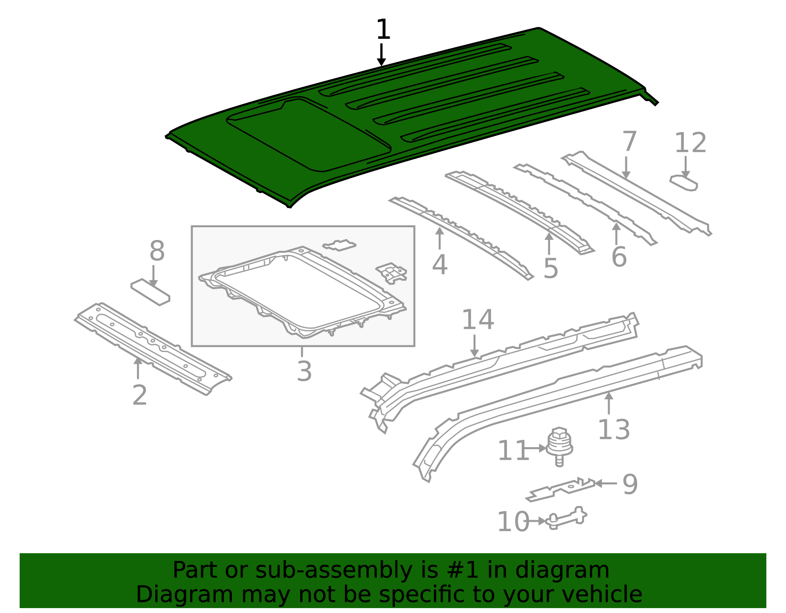 Genuine Official Toyota Roof Panel part# 63111-35320 for 2010-2015 ...
