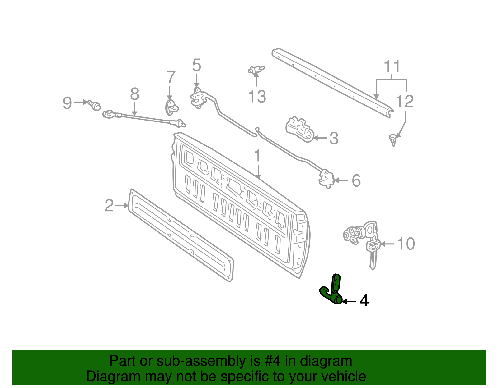 66110-0C012 - Tailgate Hinge (Right) 2000-2006 Toyota Tundra | Toyota ...