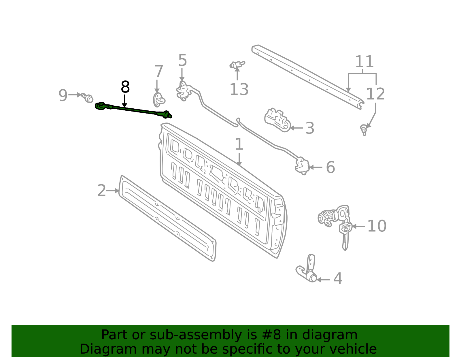 Genuine Official Toyota Tailgate Support Cable part# 65770-0C090 for ...