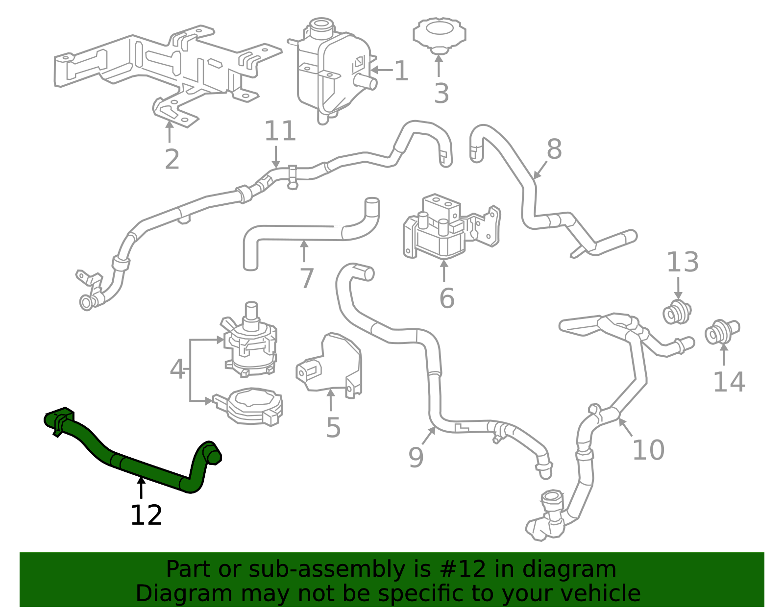 2016-2019 Chevrolet Volt Drive Motor Battery Coolant Cooler Inlet Hose ...