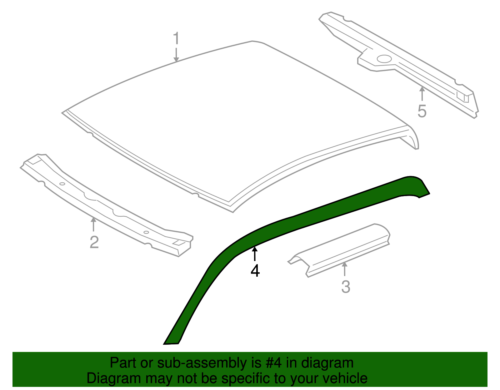 2005-2014 Toyota Tacoma Roof Drip Molding (Right) 75551-04041 | OEM ...