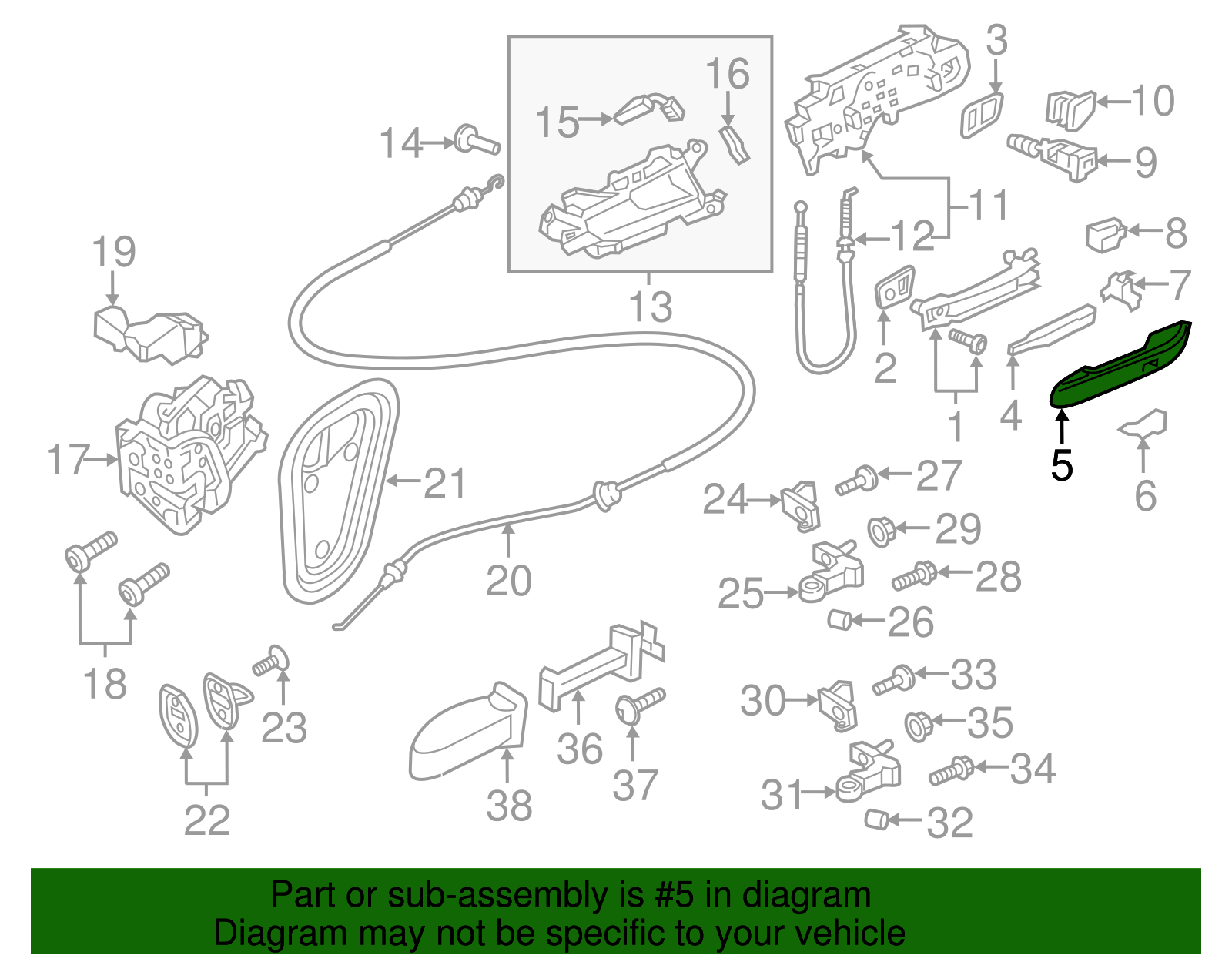 8W0-837-239-GRU - Handle Bezel 2017-2025 Audi | Audi OEM Parts Guy