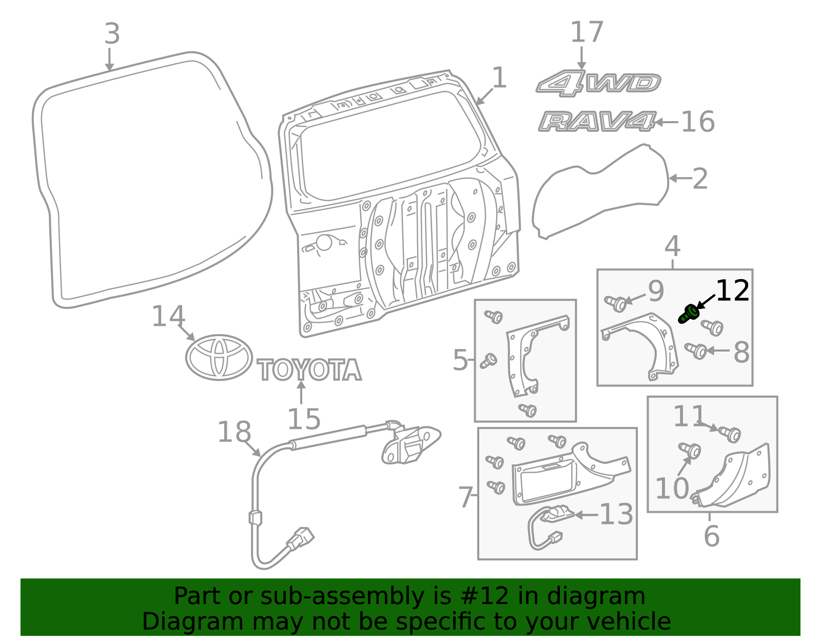 76827-0R010 - Trim Cover Retainer - 2006-2012 Toyota RAV4 | Nucar ...