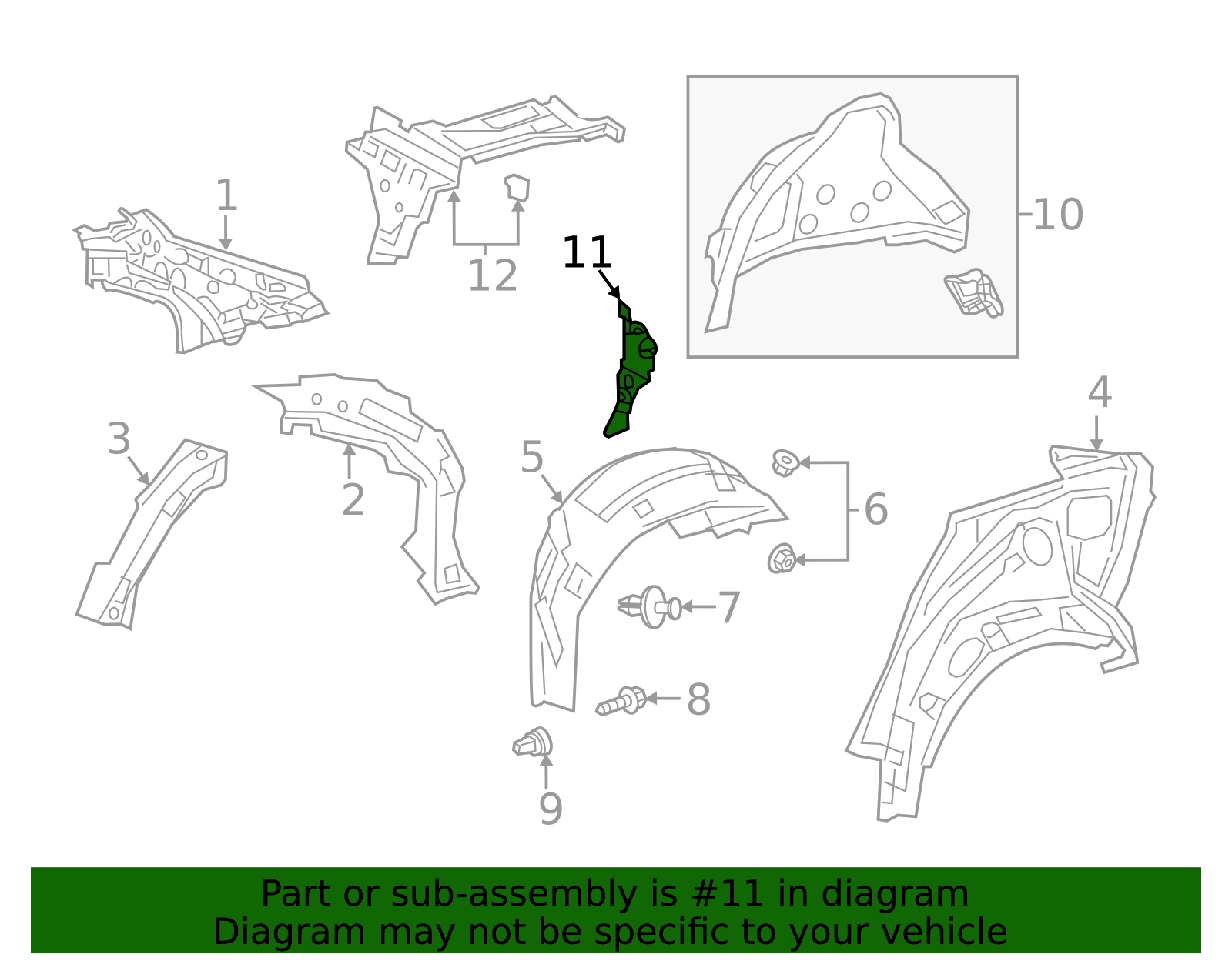 2020-2025 Toyota Corolla Trough Inner Reinforced 61627-02150 | Toyota ...