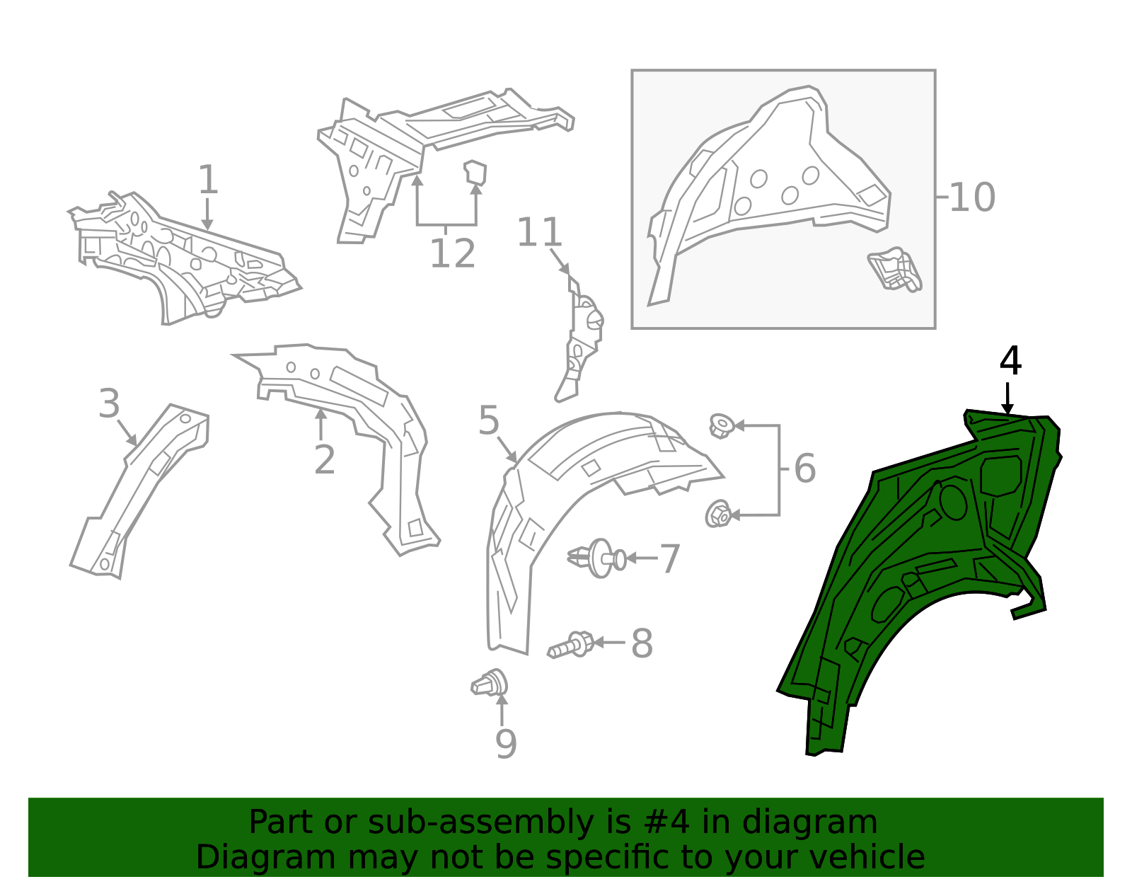 2020-2025 Toyota Corolla Wheel Housing Side Panel 61631-12531 | Toyota ...