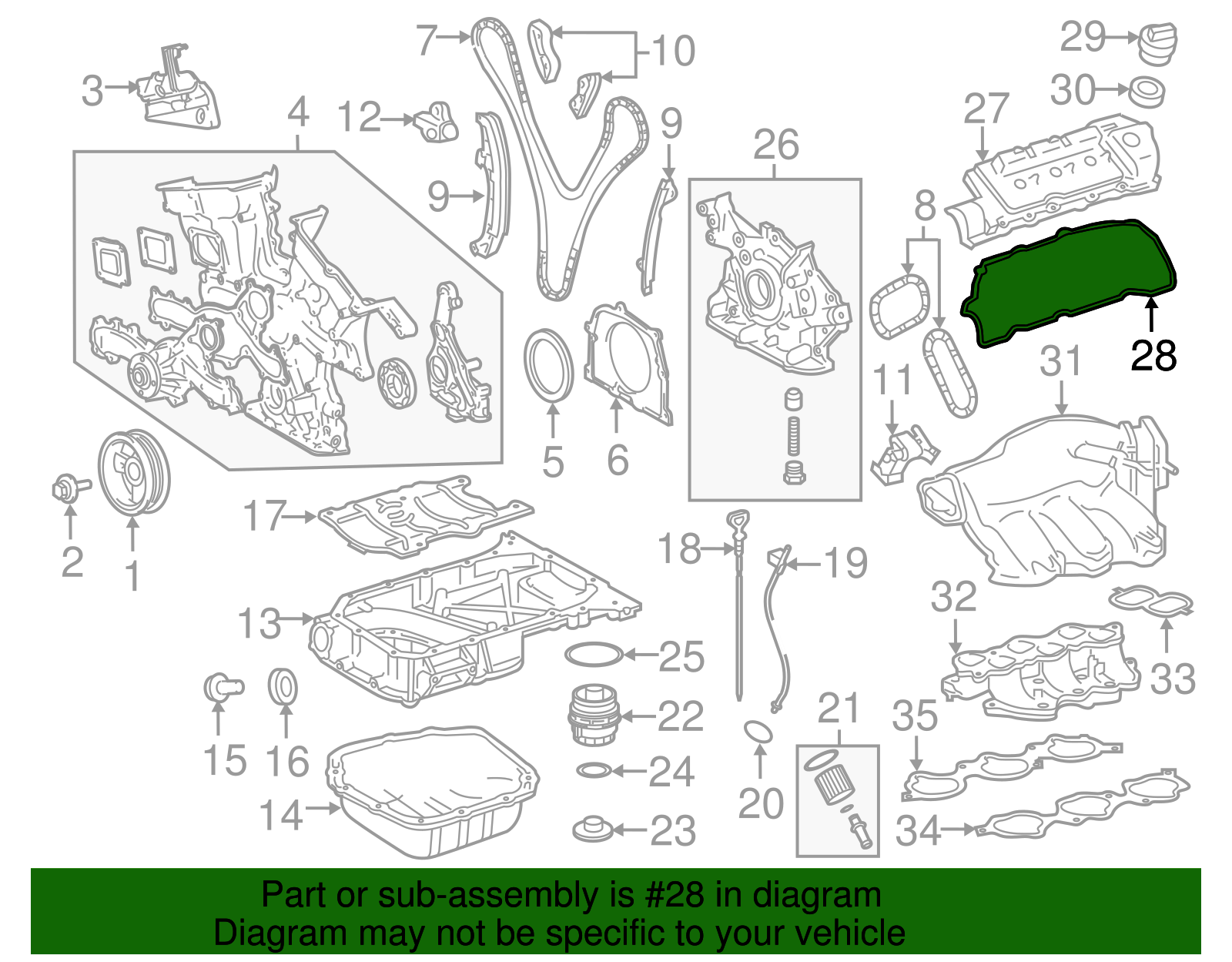 2005-2018 Toyota Engine Valve Cover Gasket 11214-0P040 | Toyota Parts ...
