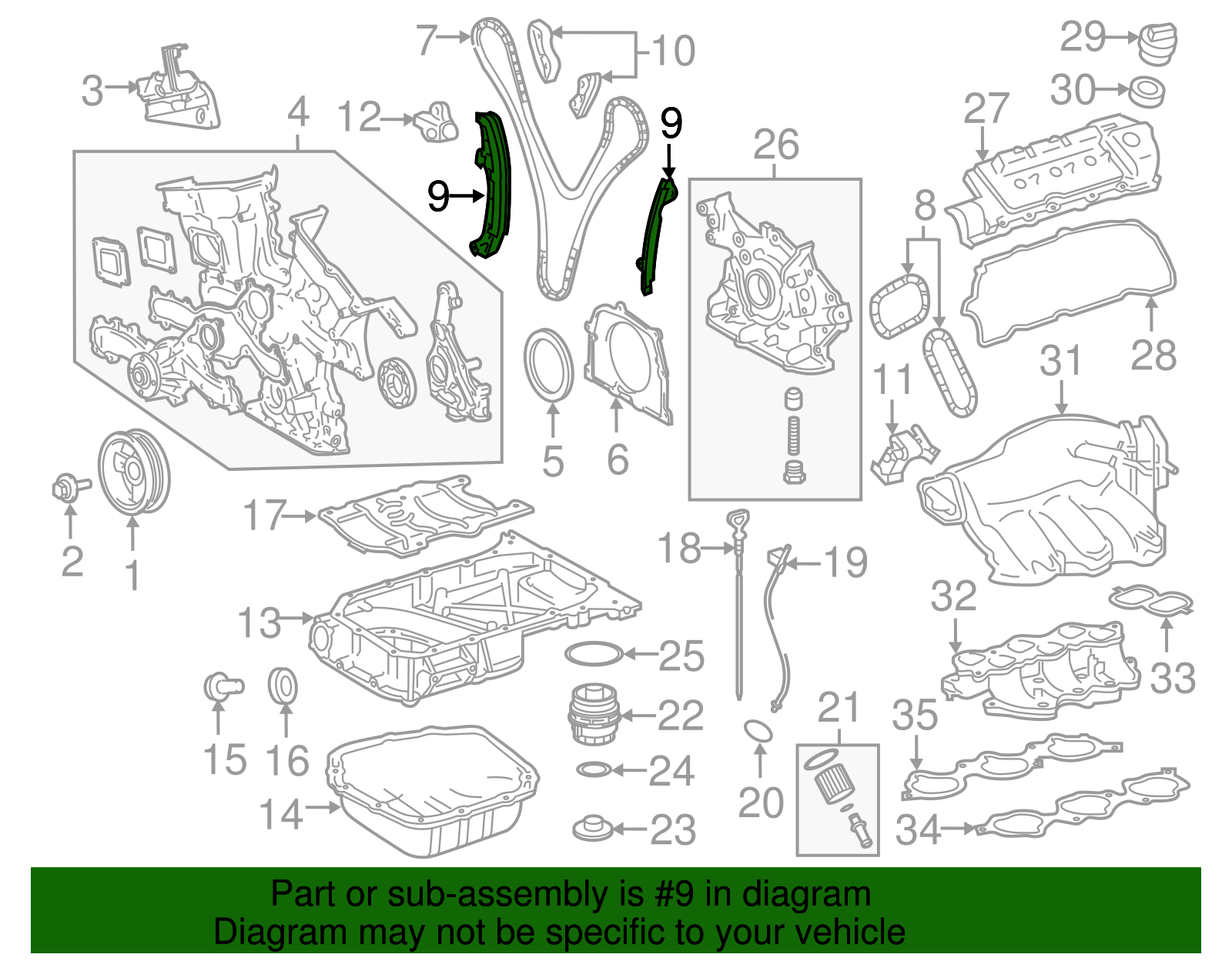 13561-0P010 - Chain Guide - 2005-2018 Toyota | Nucar Toyota Parts