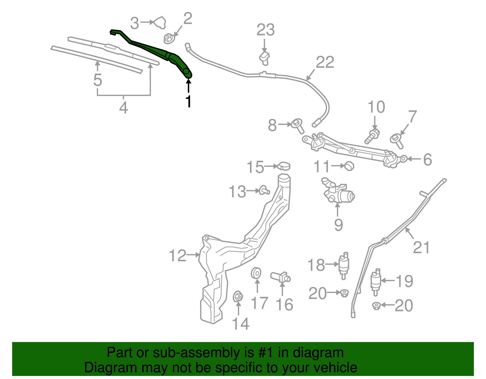 2018-2024 GM Driver Side Windshield Wiper Arm 84660019 | GM Parts Center