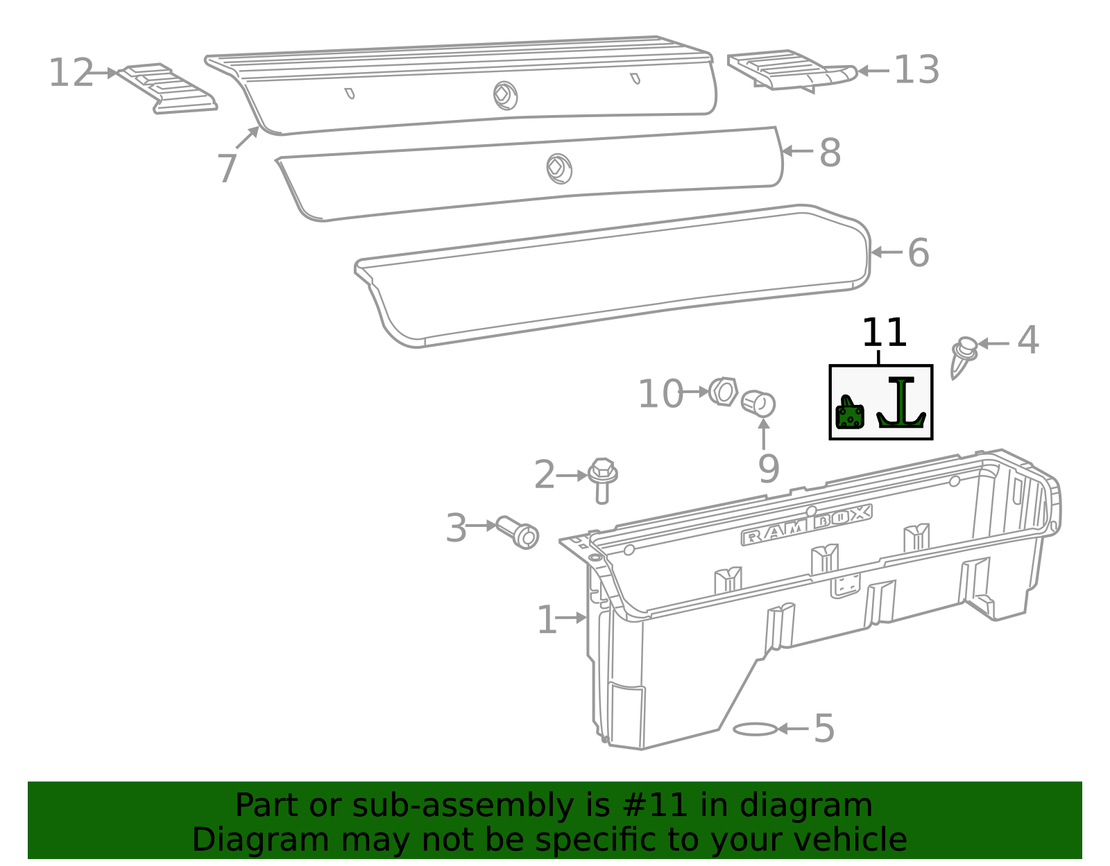 Storage Bin Lid Latch, Right 68204484AA | Mopar Parts Canada