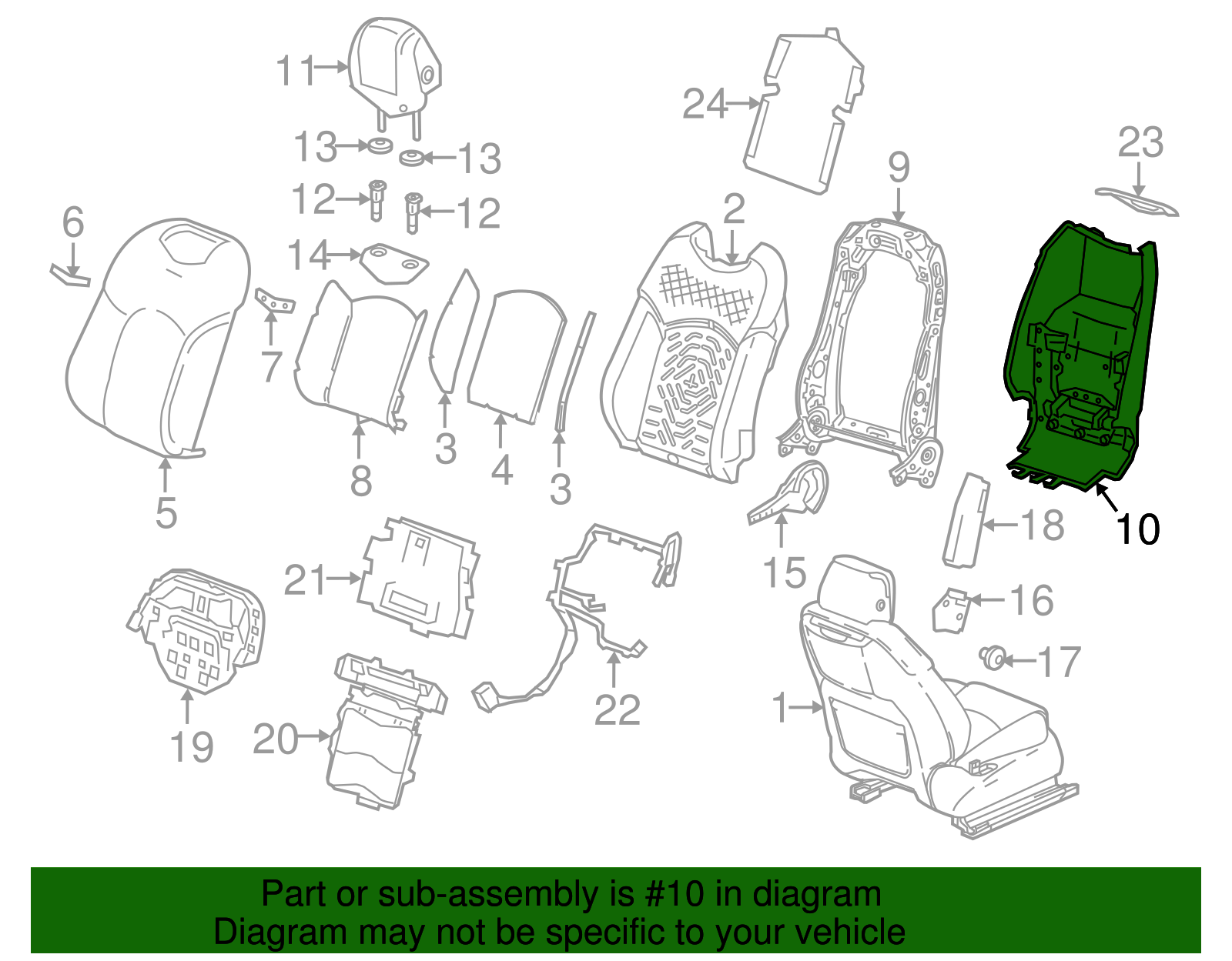 2016-2020 Cadillac CT6 Jet Black Front Seat Back Finish Panel 23246336 | Capital Chevy Parts