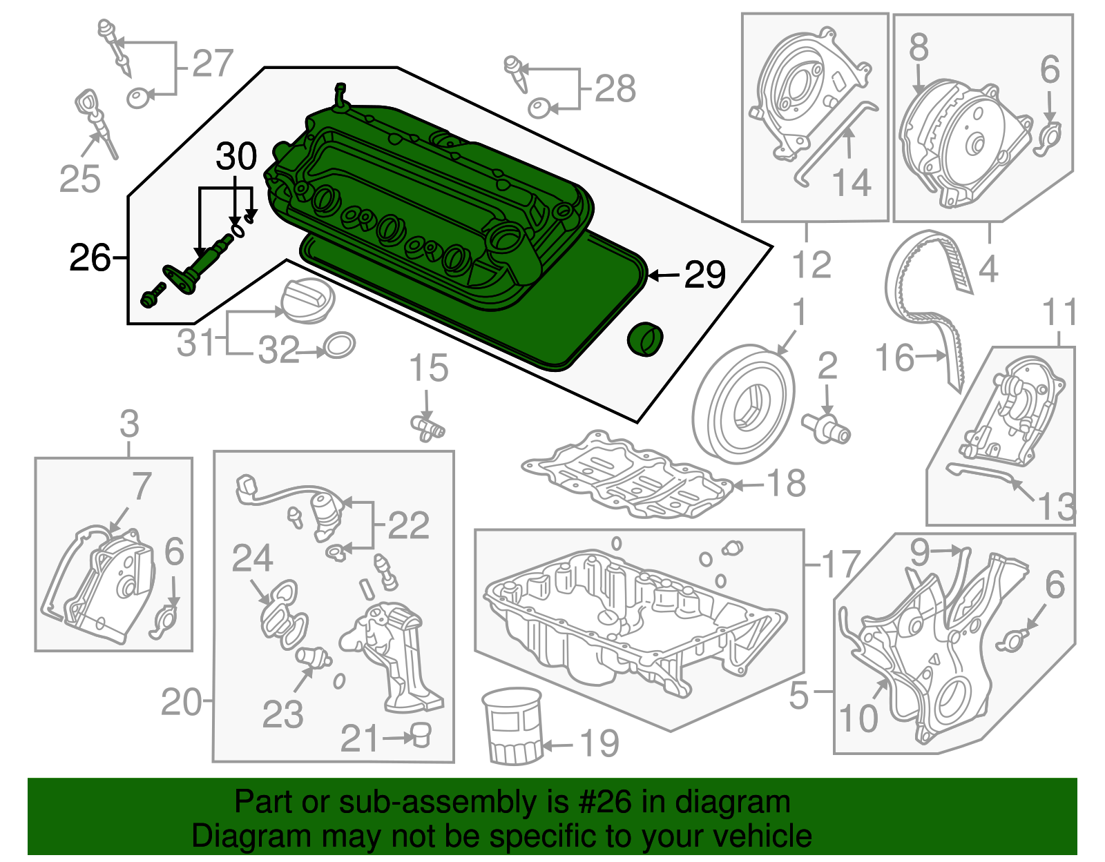2005-2007 Honda Accord Valve Cover 12310-RJA-000 | Honda Factory Parts
