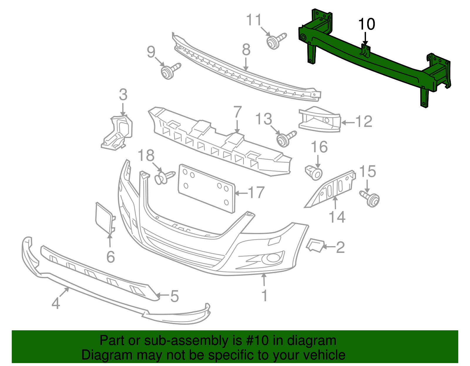 2009-2011 Volkswagen Tiguan Impact Bar 5N0-807-109-F | VW Direct Auto Parts