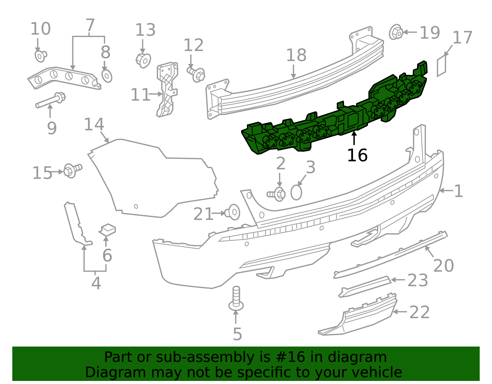 84103041 - 2017-2024 Cadillac XT5 - Rear Bumper Fascia Energy Absorber ...