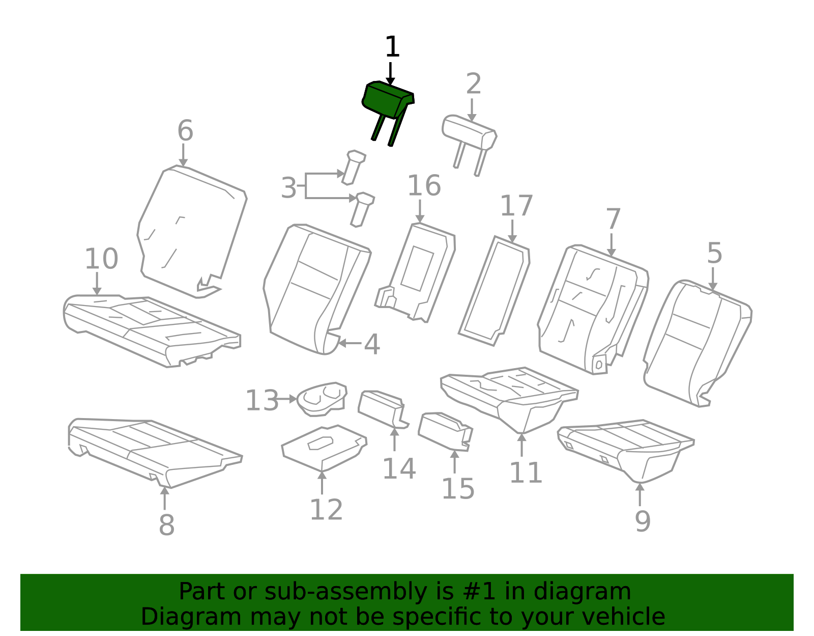 82140-SXT-A21ZA - 2010-2011 Honda CR-V - Headrest Assembly Rear *NH598L ...