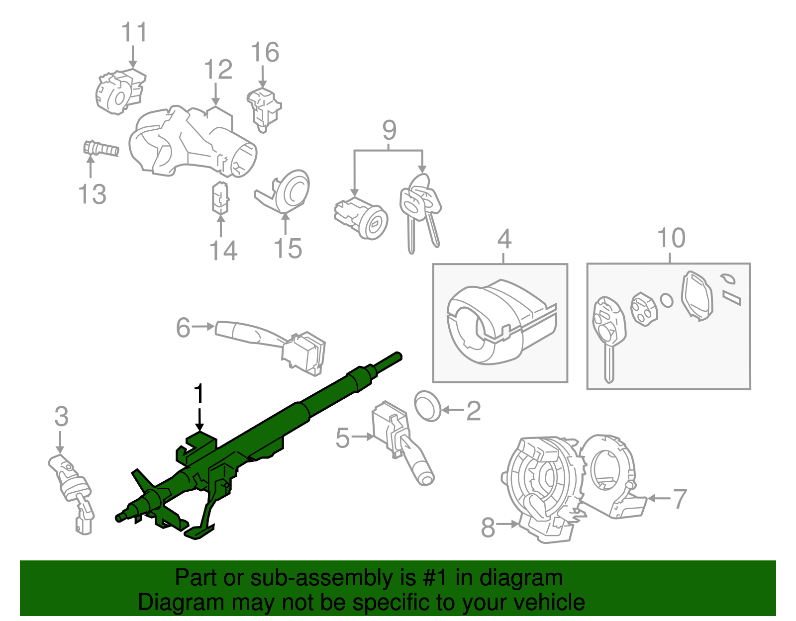 2017-2025 Subaru Column Assembly 34500FL01A | Subaru Parts Store