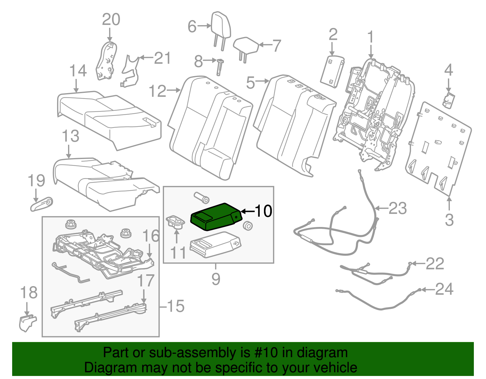 2014-2018 Toyota Highlander Armrest Cover 72087-0E070-B0 | Toyota Parts ...