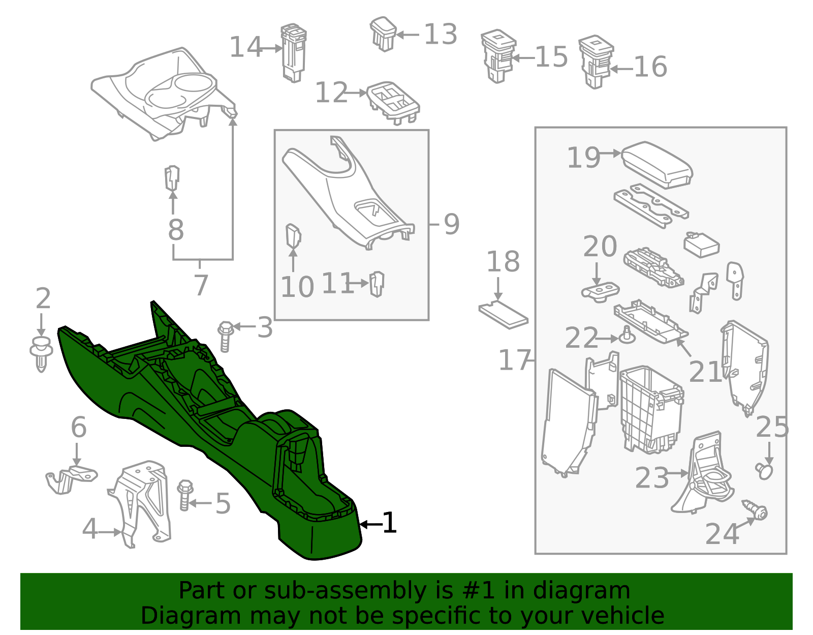 58911-52211-C0 - Console Body 2012-2019 Toyota Prius C | Find Vintage Parts