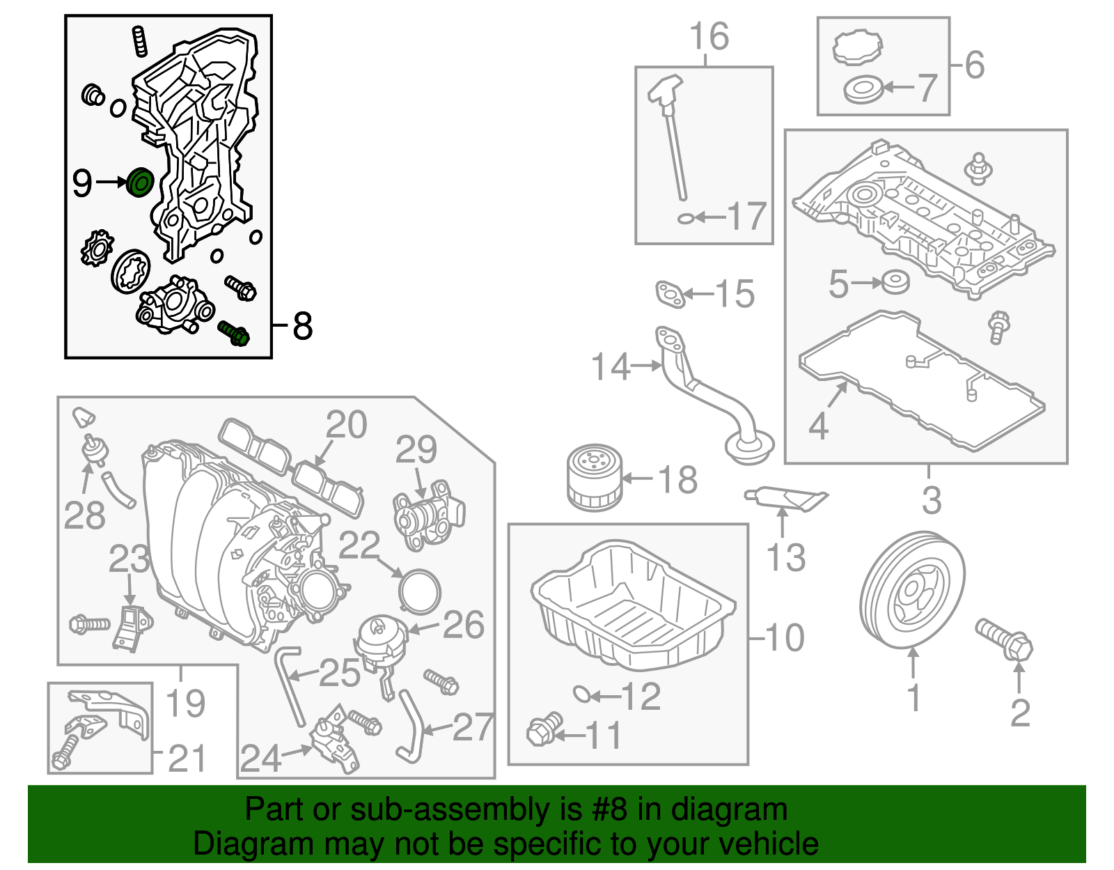 Hyundai - 21350-2E021 - Front Cover - 2011-2015 Hyundai | OEM Hyundai ...