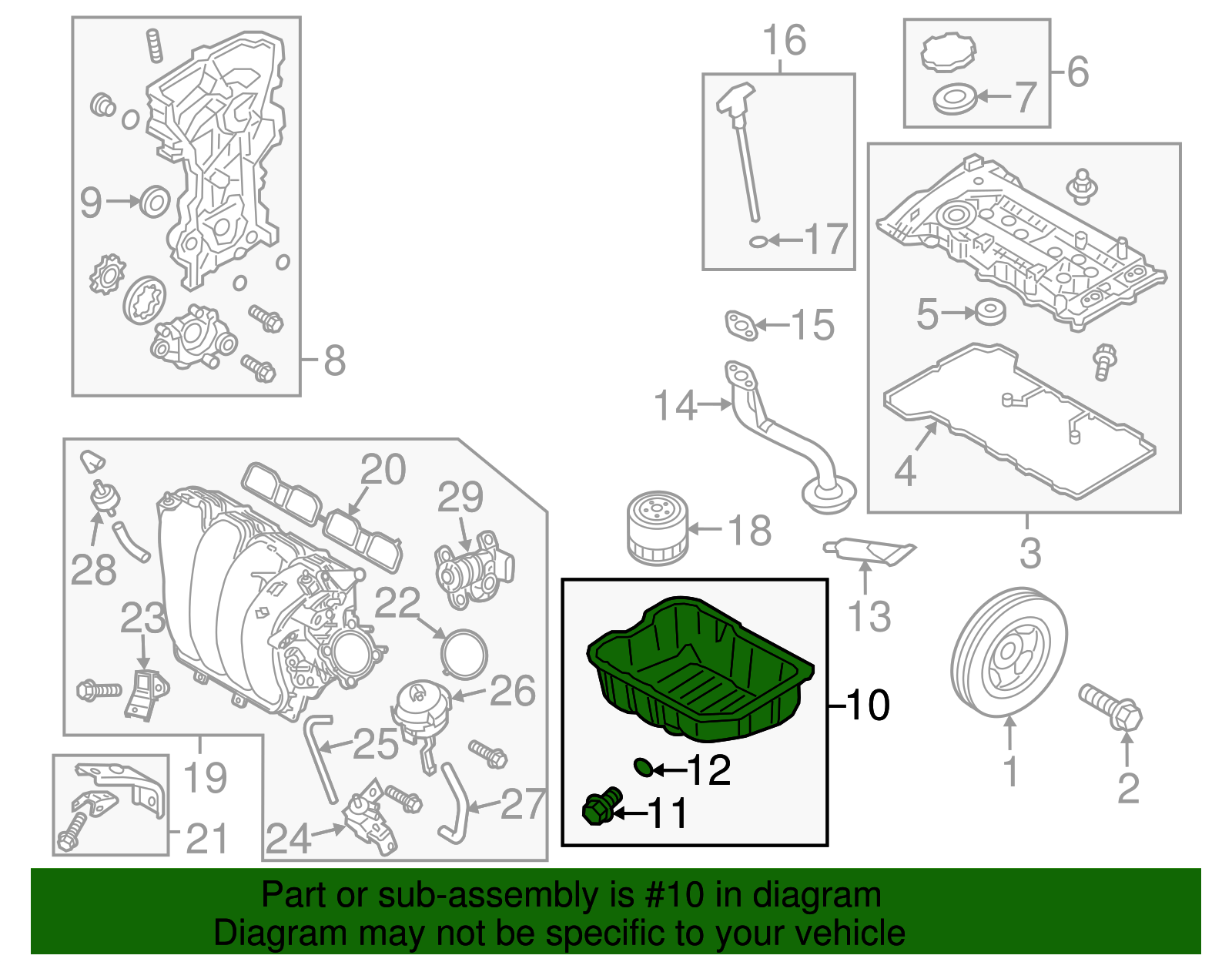 2011-2015 Hyundai Oil Pan 21510-2E022 | OEM Parts Online