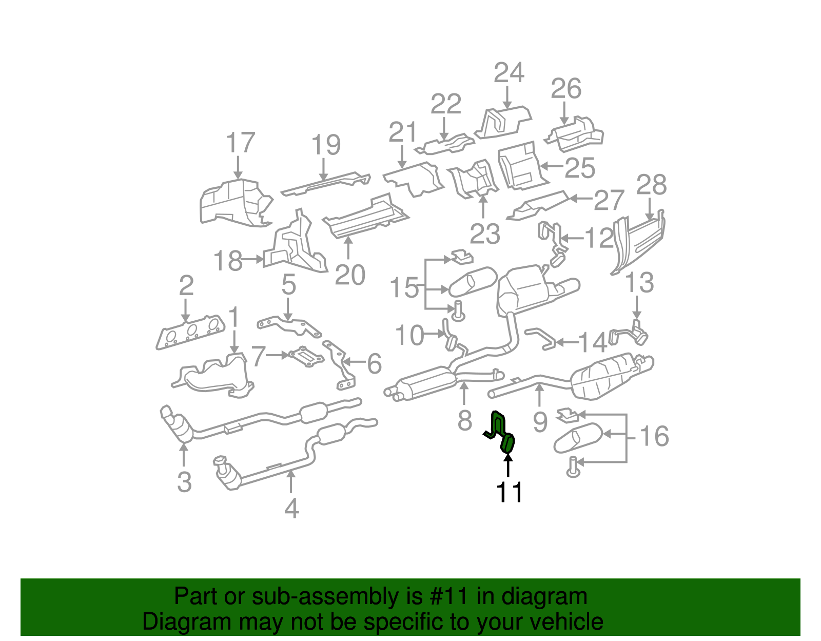 204-490-12-37 - Muffler & Pipe Bracket 2008-2017 Mercedes-Benz ...