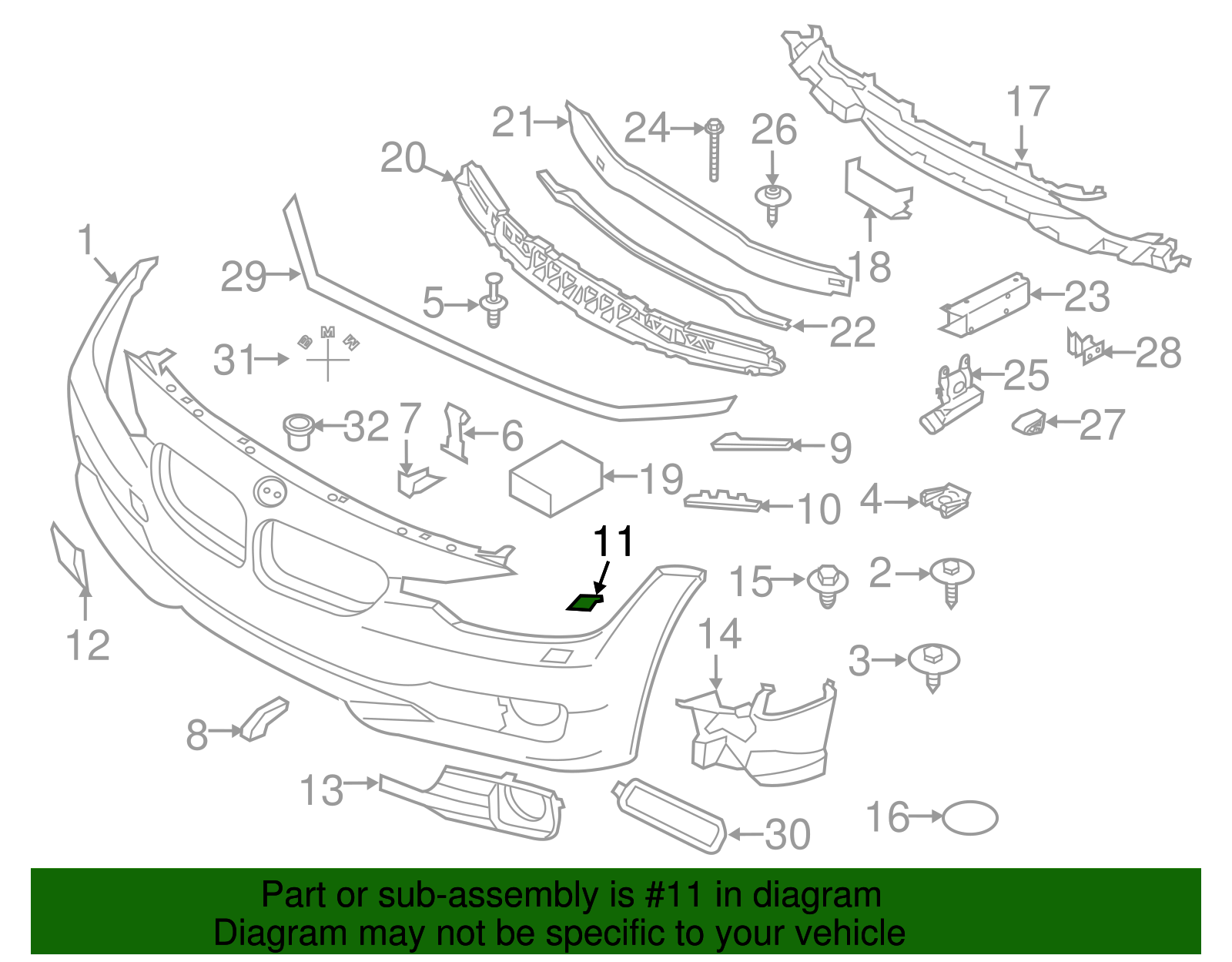 51117293031 - 2012-2015 BMW Headlamp Washer Cover (51-11-7-293-031 ...