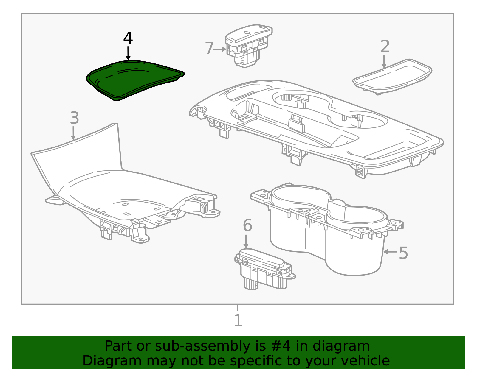 84401327 - Jet Black Front Floor Console Compartment Liner GM Parts Center