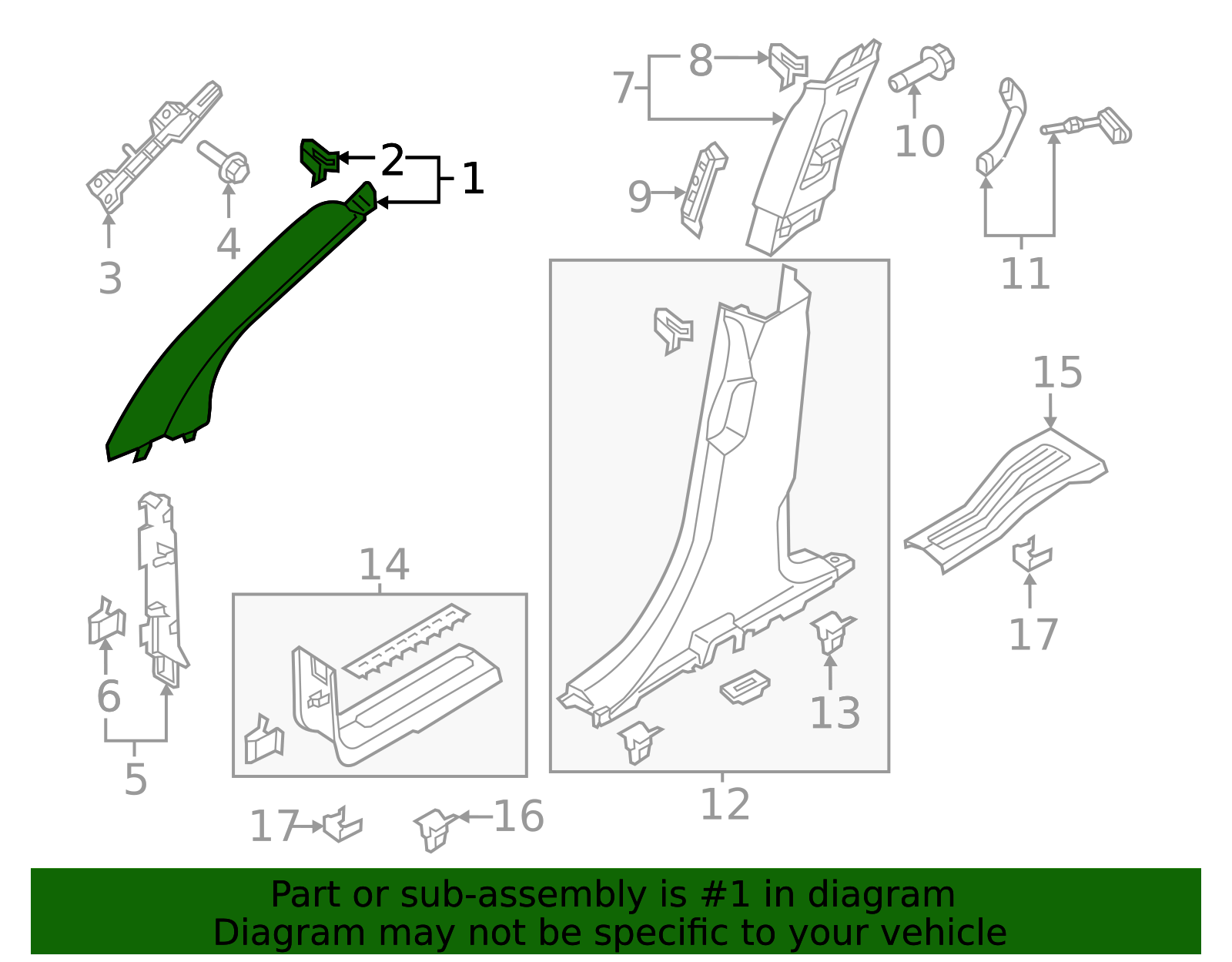 2016-2019 Ford Windshield Pillar Trim - Driver's Side (LH) FB5Z-7803599 ...