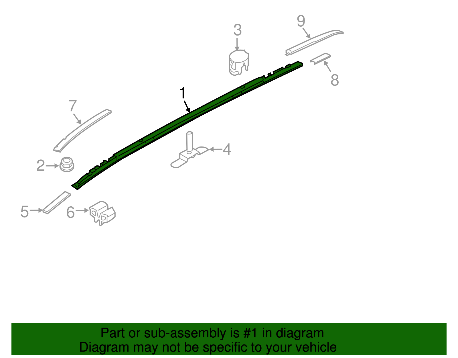 2016-2020 Kia Sorento Roof Rail - Driver's Side (LH) 87270-C5000 ...