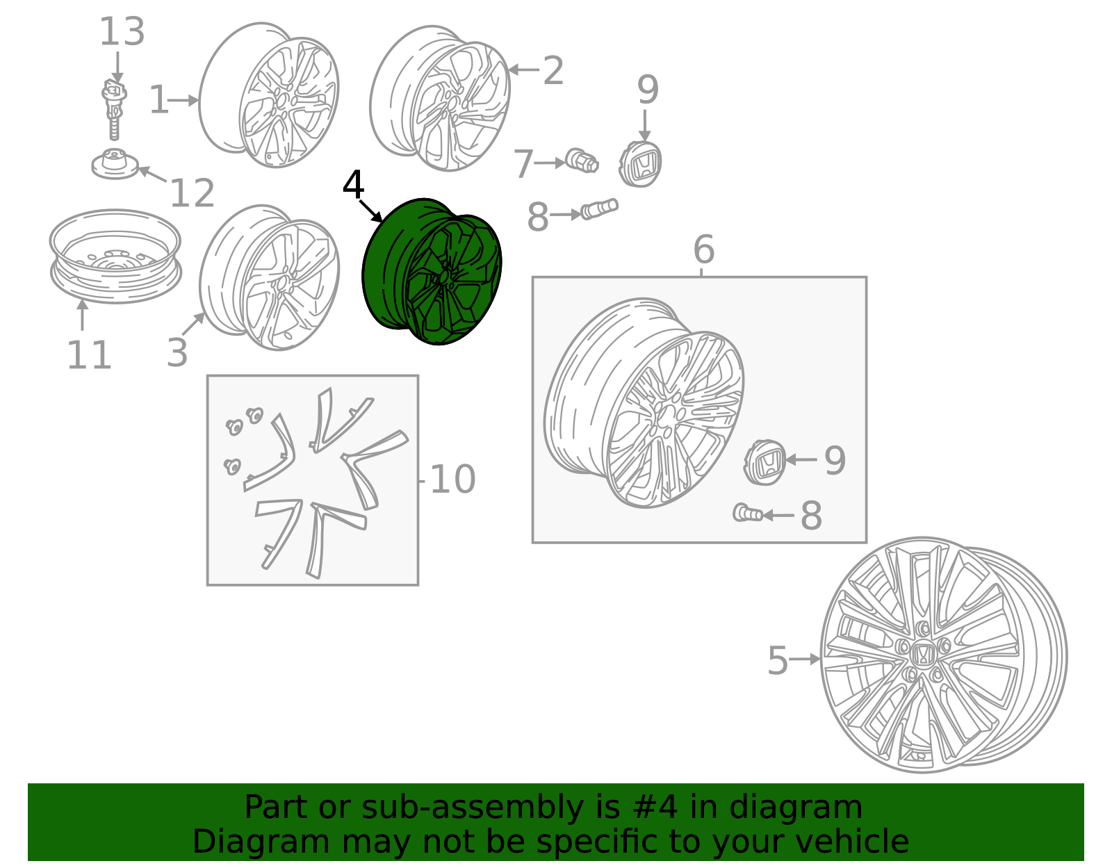 2018-2020 Honda Accord Aluminum Wheel Assembly 19X8 1/2J | Genuine ...