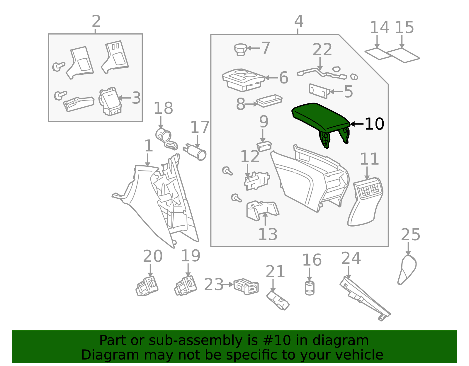 Genuine Official Toyota Armrest Assembly part# 58920-0T010-A0 for 2013 ...