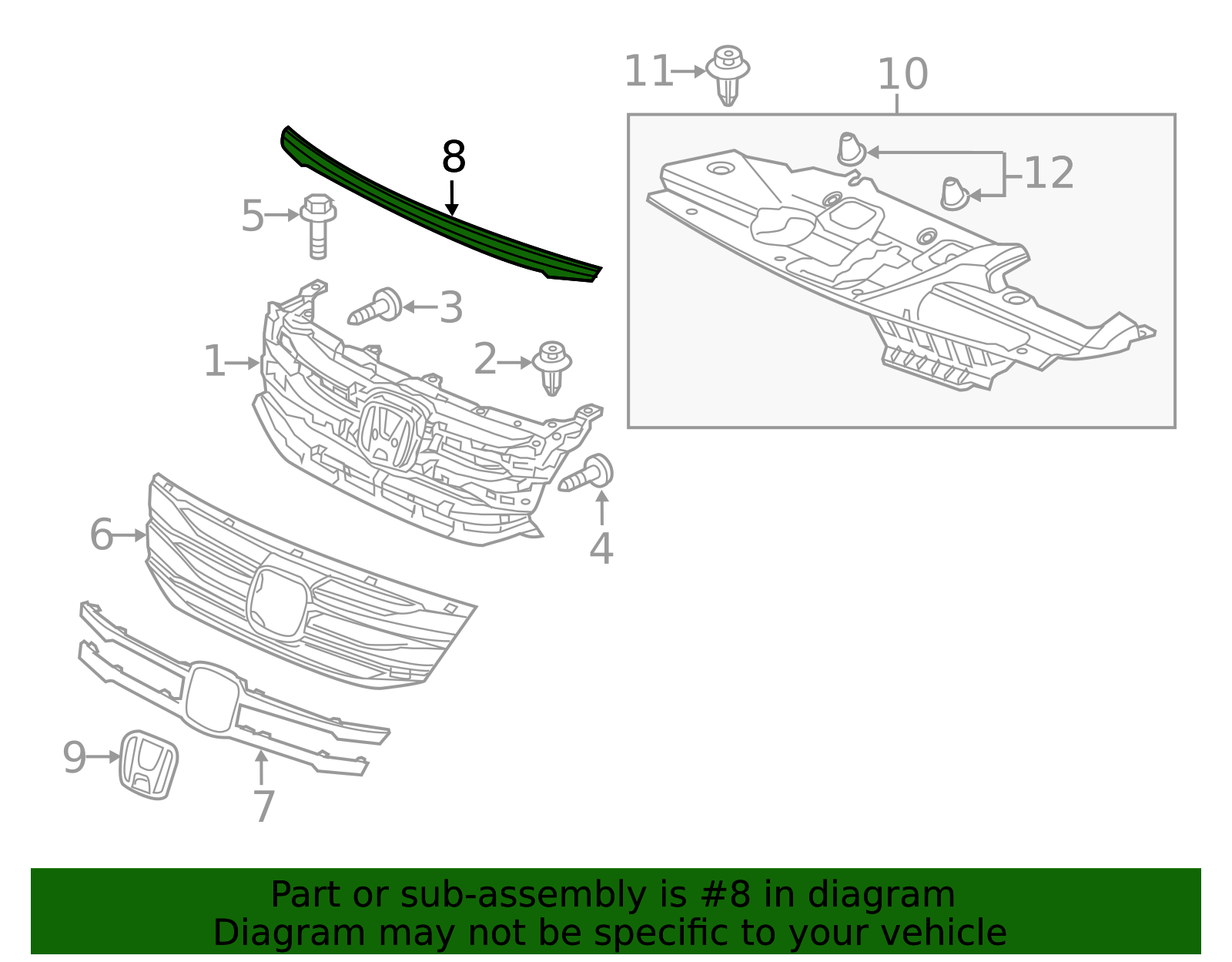 2011-2013 Honda Odyssey | Grille Cover | 75105-TK8-A01 | Honda OEM ...