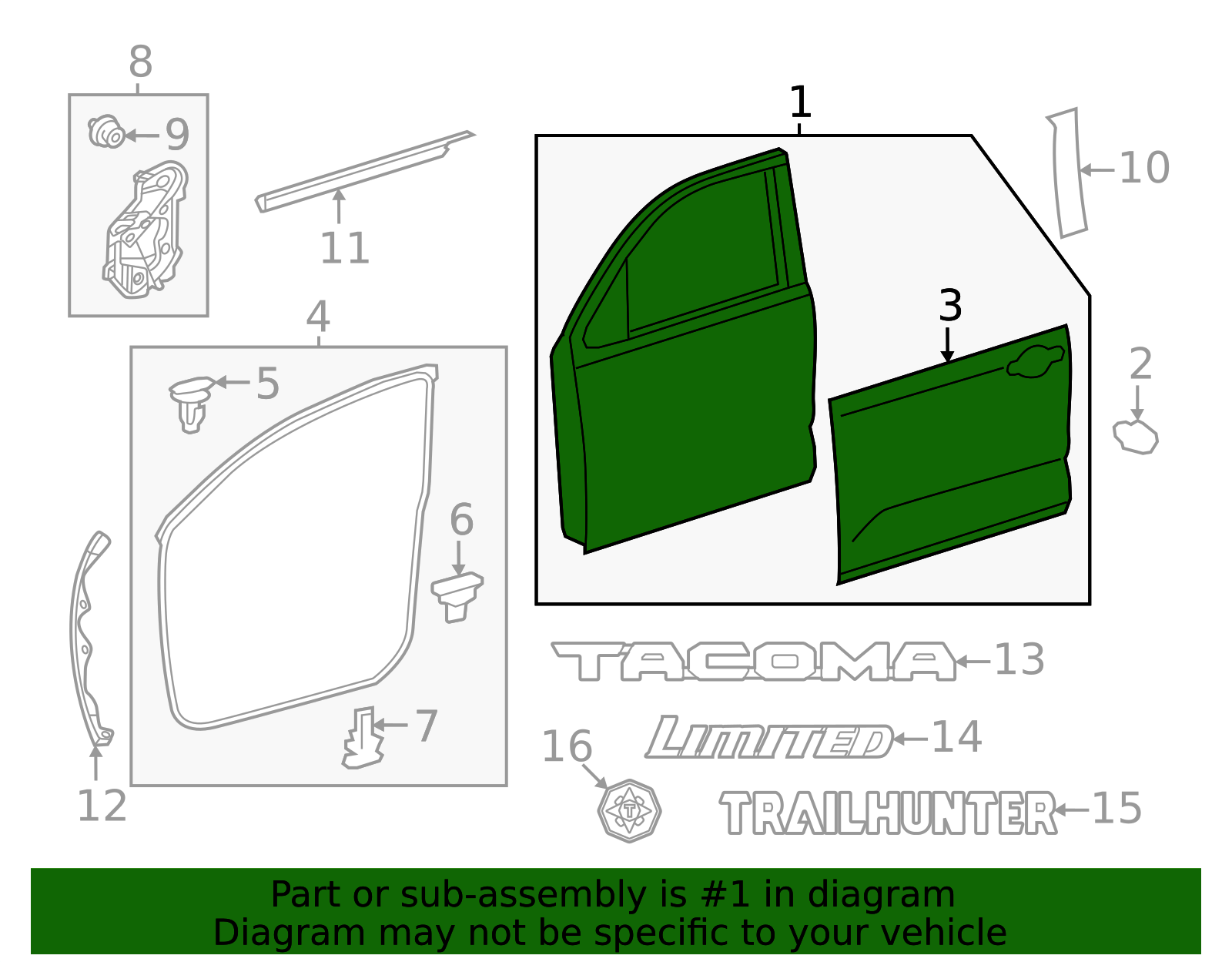 2024-2026 Toyota Tacoma Door Shell 67002-AK010 | Toyota Parts Center