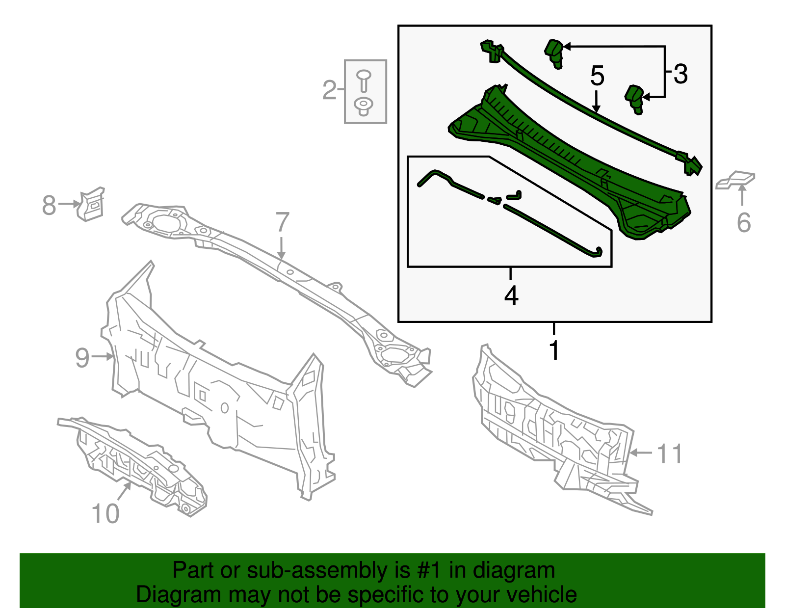 2019-2020 Hyundai Elantra Cowl Grille 86150-F3500 | OEM Parts Online