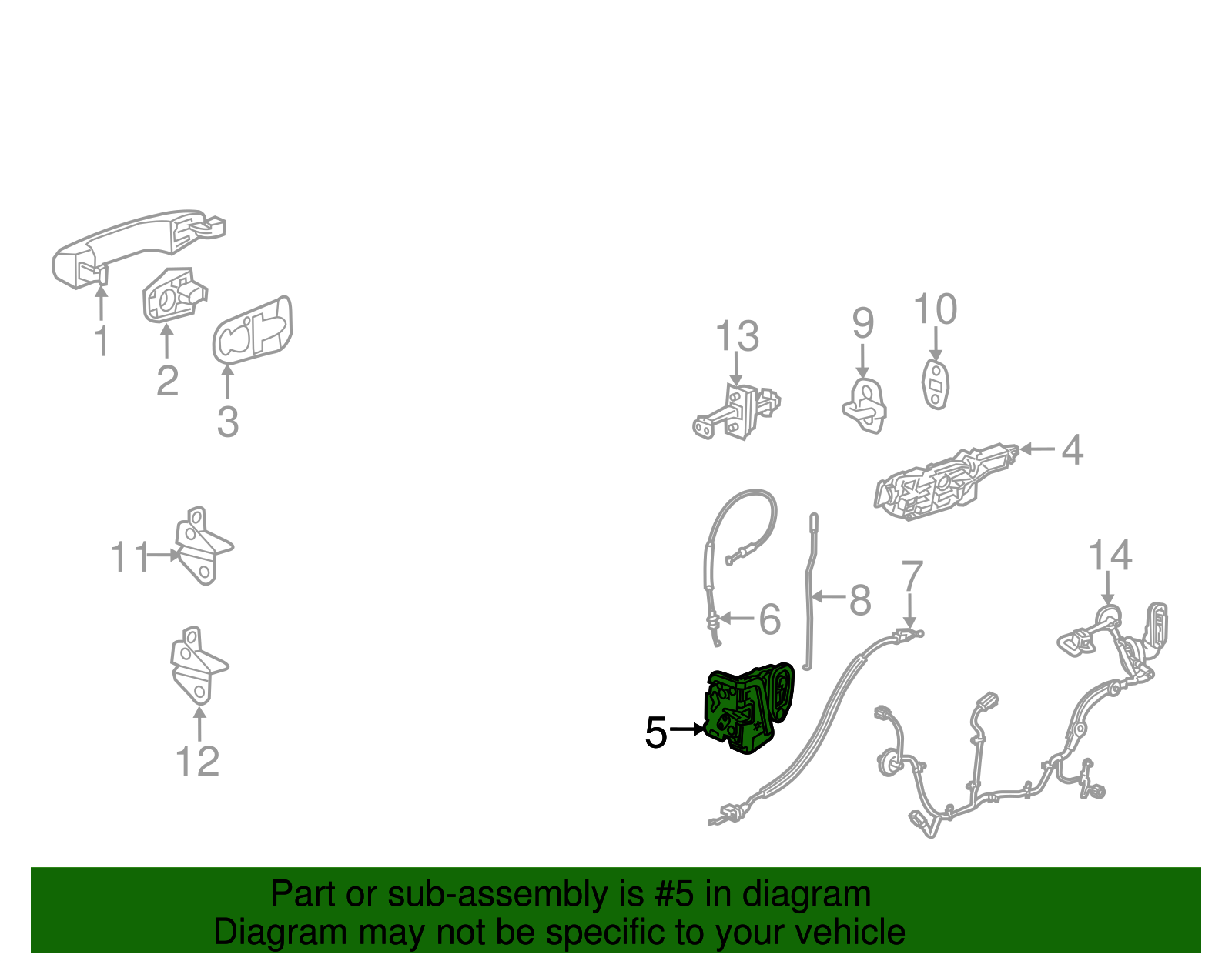 2014-2024 GM (Replaces 13537008) Passenger Side Rear Door Latch ...