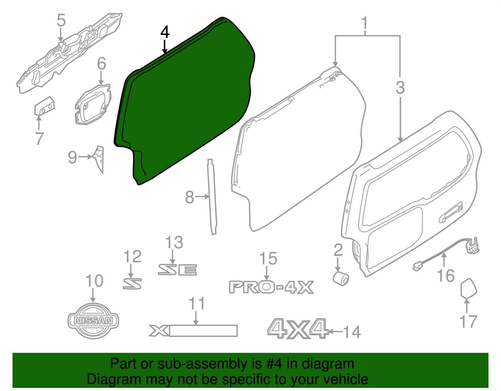 90832-EA00A - Weatherstrip - 2005-2015 Nissan Xterra | Nissan OEM Parts ...