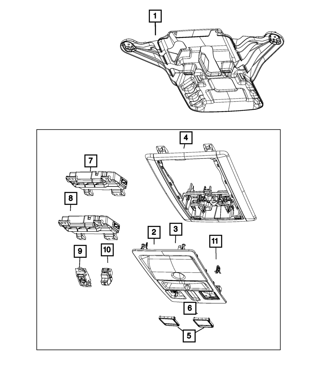 1uy07bd1aa - Mopar Overhead Console Housing 2011-2024 Ram | Performance ...