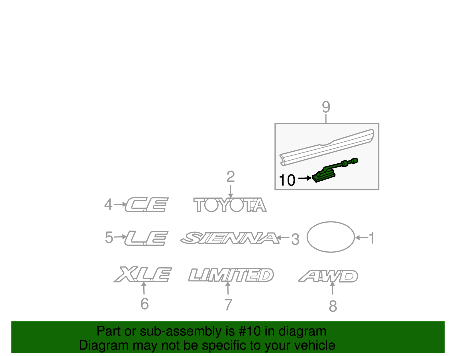 2004-2010 Toyota Sienna Liftgate Release Switch 84840-08010 | OEM Parts ...