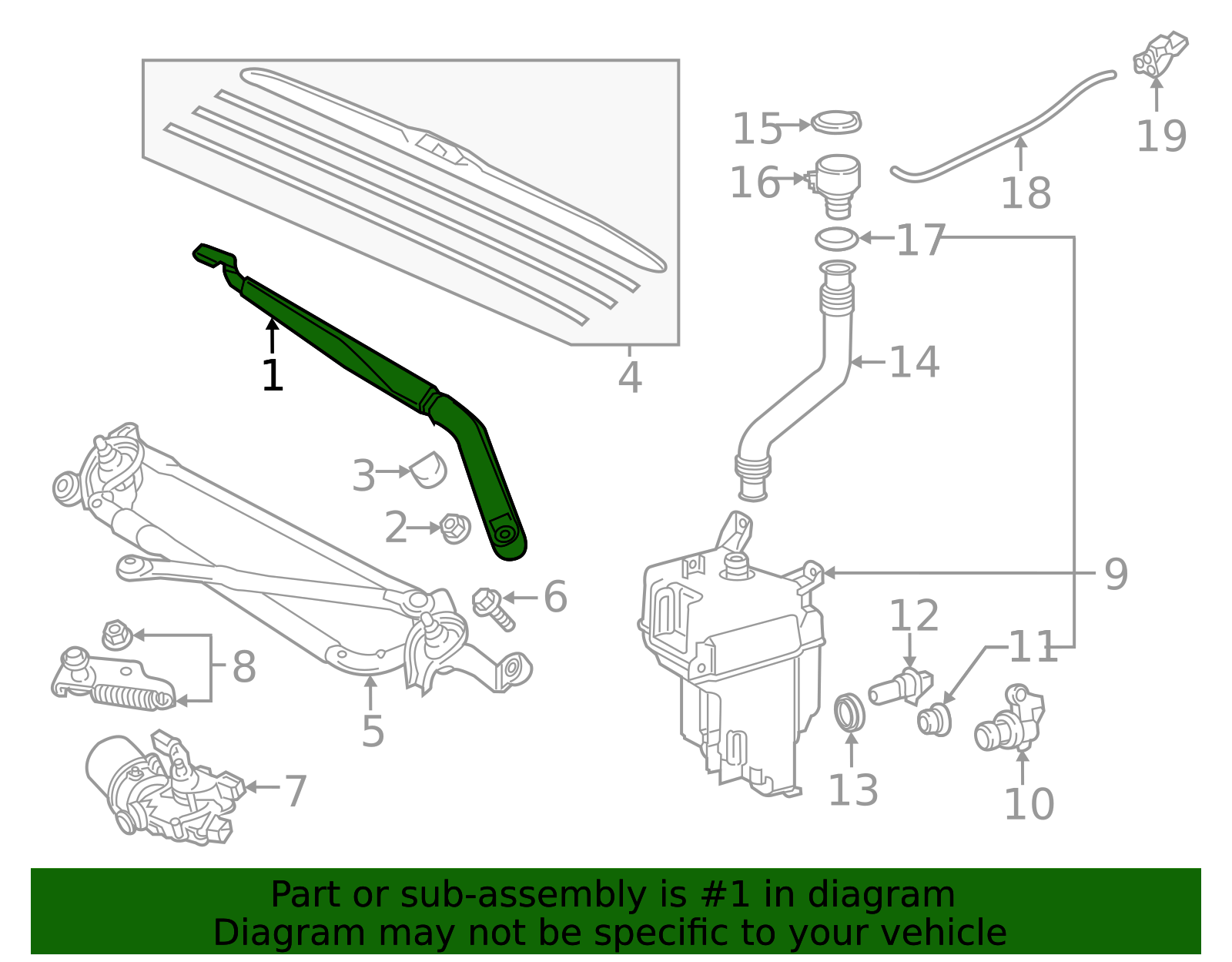 85211-0E050 - High-Quality Wiper Arm for 2014-2019 Toyota Highlander ...
