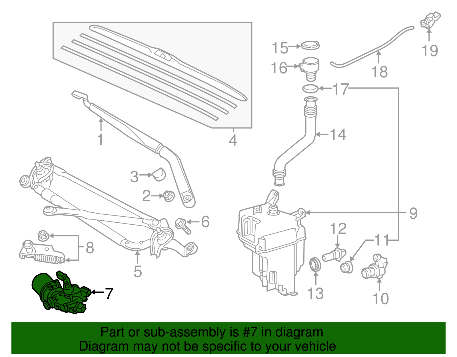 2014-2019 Toyota Highlander Wiper Motor 85110-0E060 | Toyota Parts Center