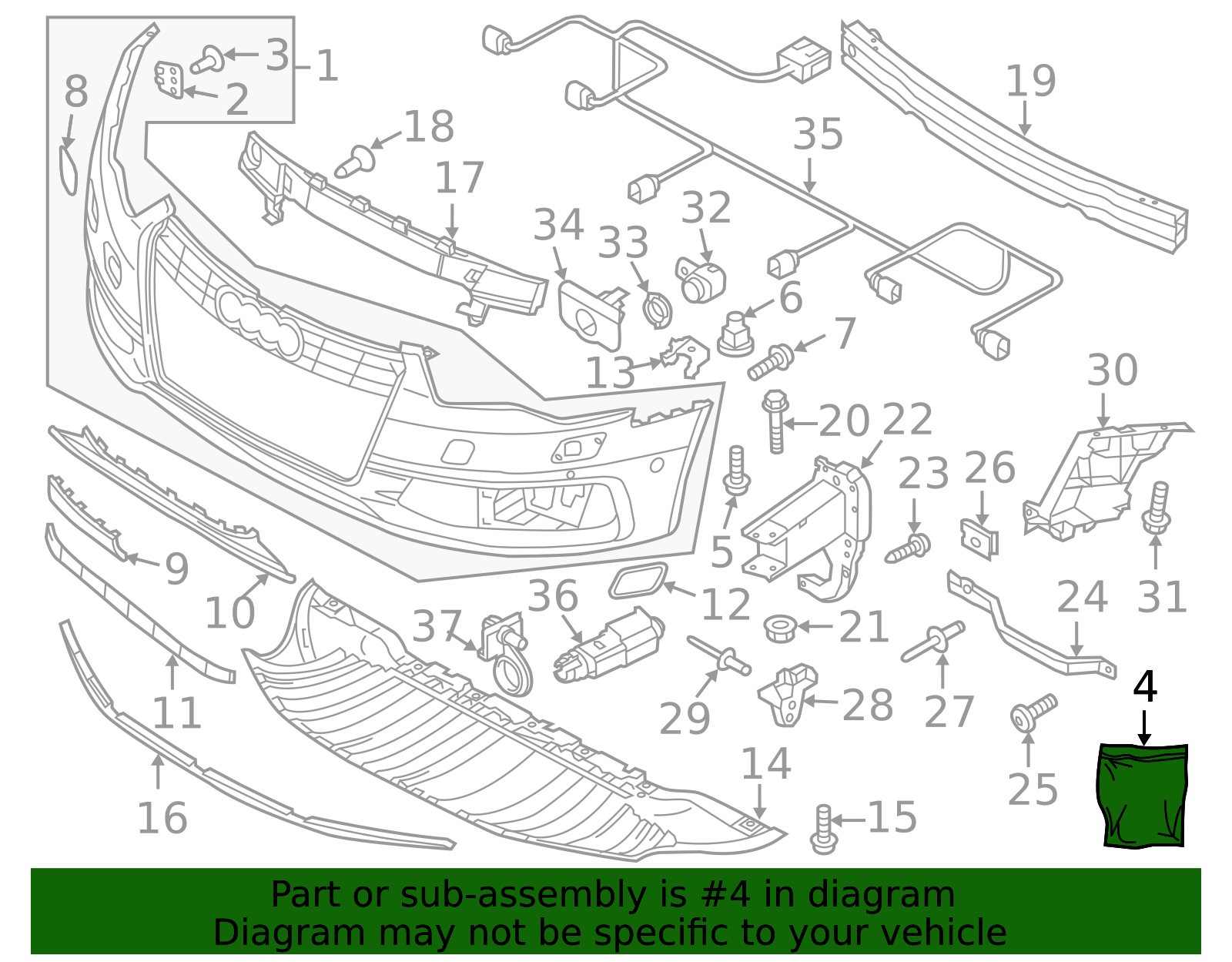 4G0-898-956 - Bumper Cover Mount Kit 2012-2018 Audi | Audi Parts Store