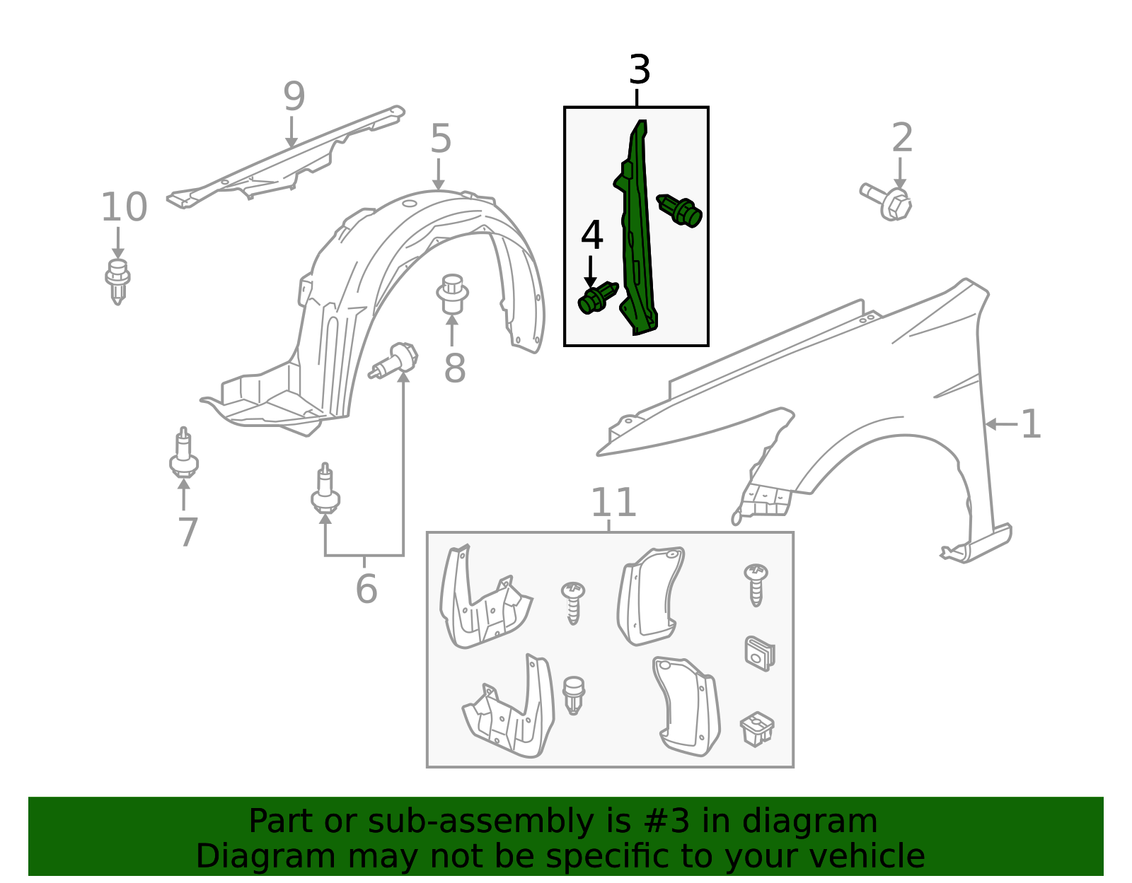 74105-TA0-A00 - 2008-2012 Honda Accord - Enclosure R Front Fender ...