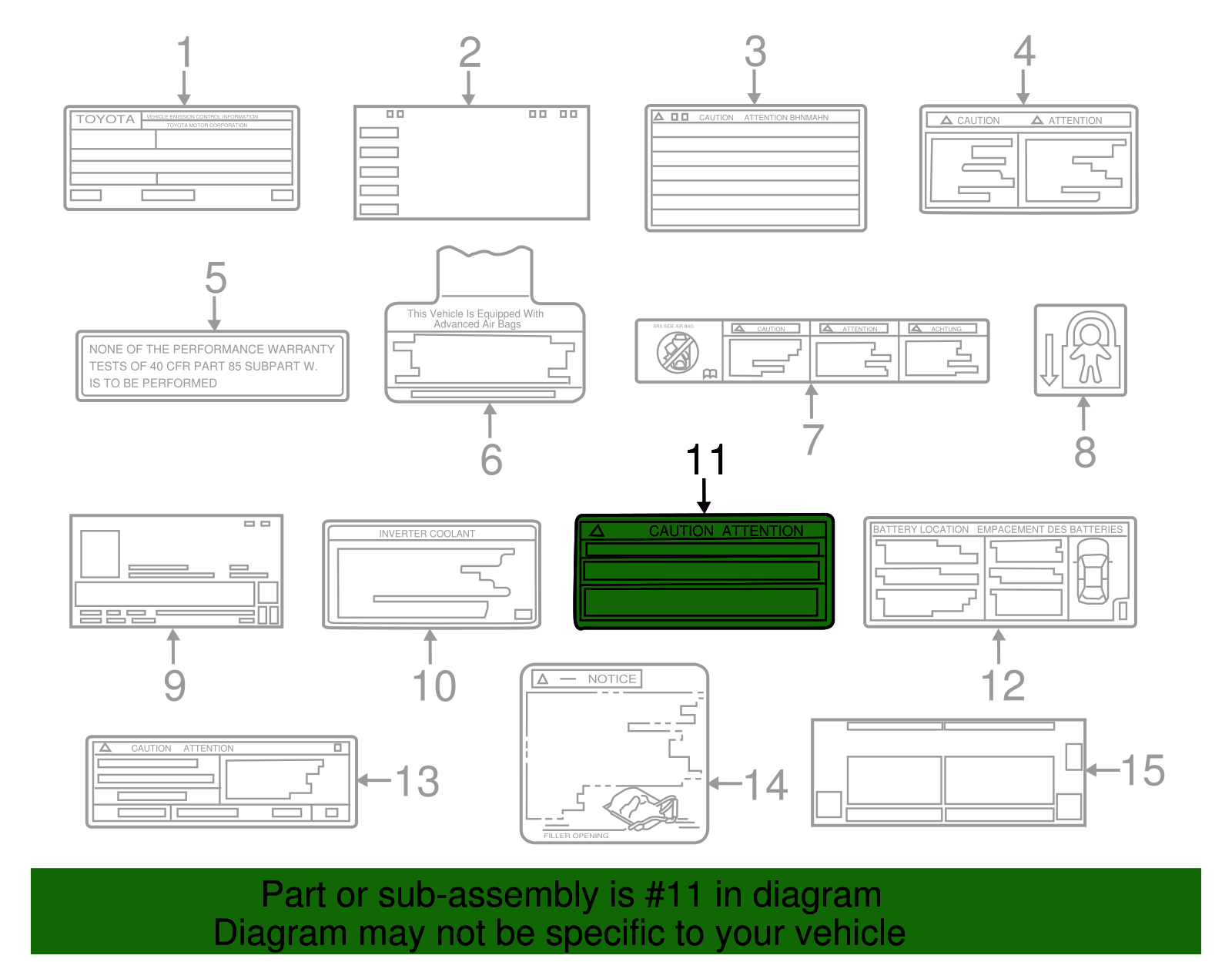 Genuine Toyota Battery Label part# 28898-26010 for 1985-2020 Toyota ...